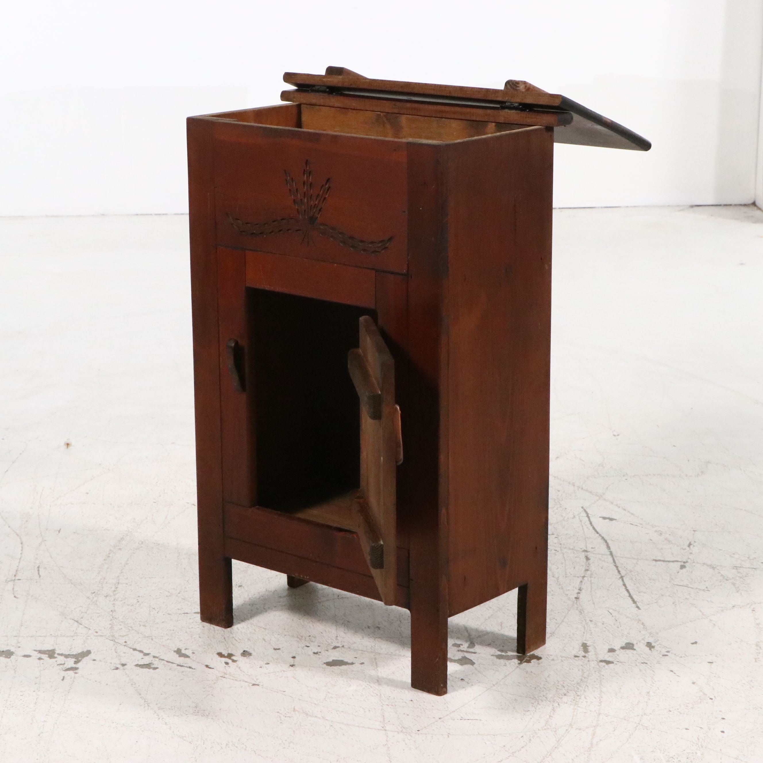 American Primitive Style Carved Wood Potato Bin, 20th Century | EBTH