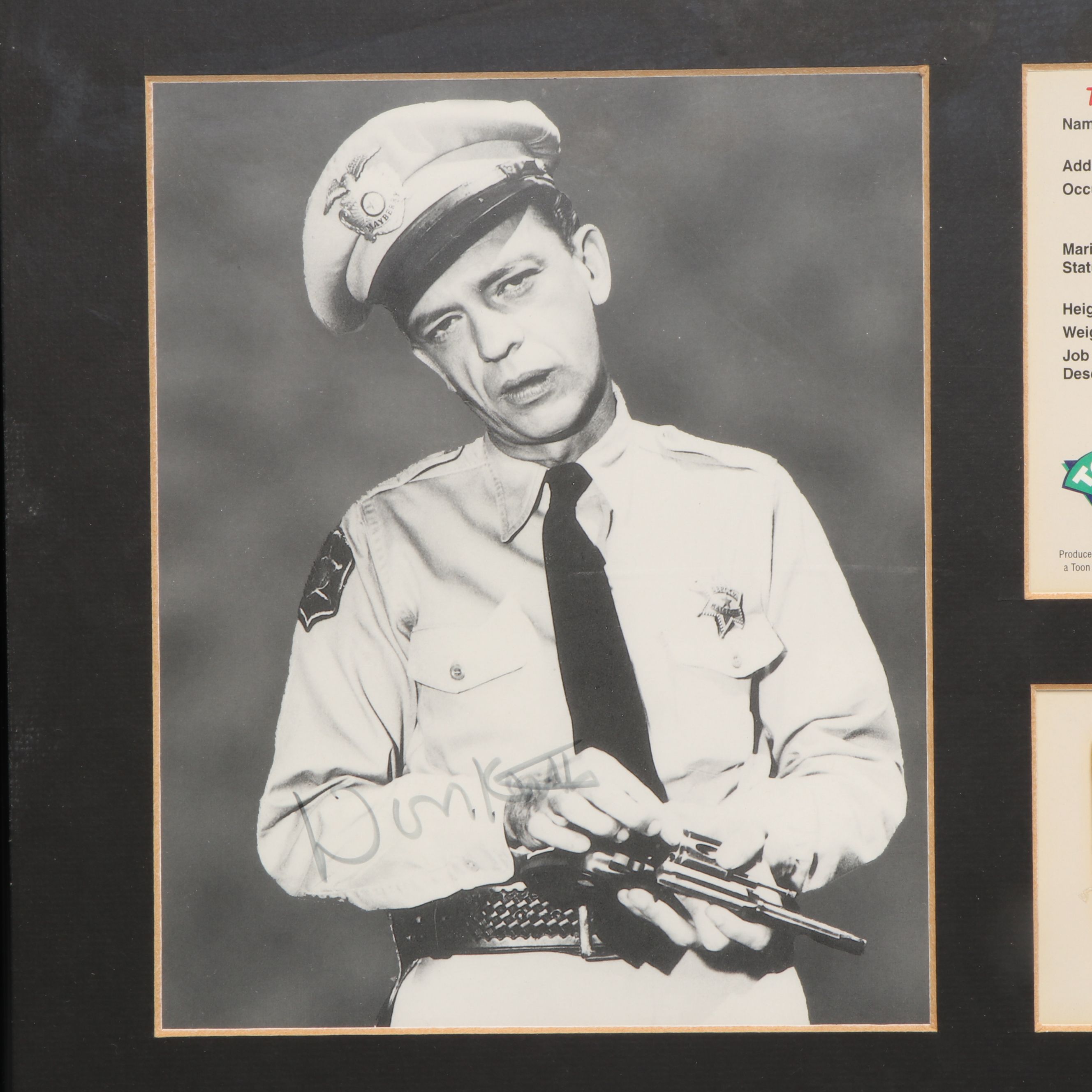 Don Knotts Signed "The Andy Griffith Show" Photograph with Badge, 1990s ...
