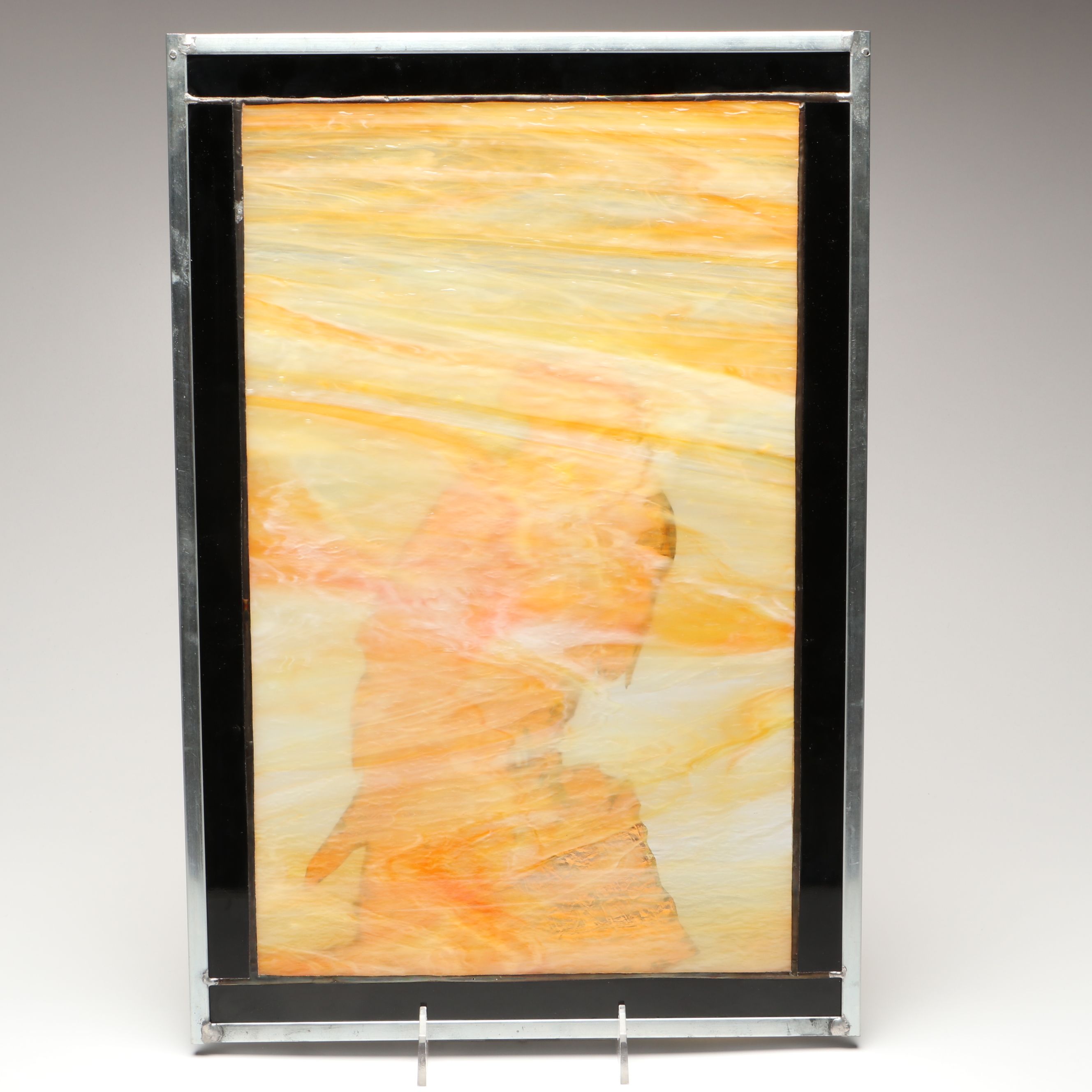 Handcrafted Slag and Stained Glass Hawk Panel | EBTH