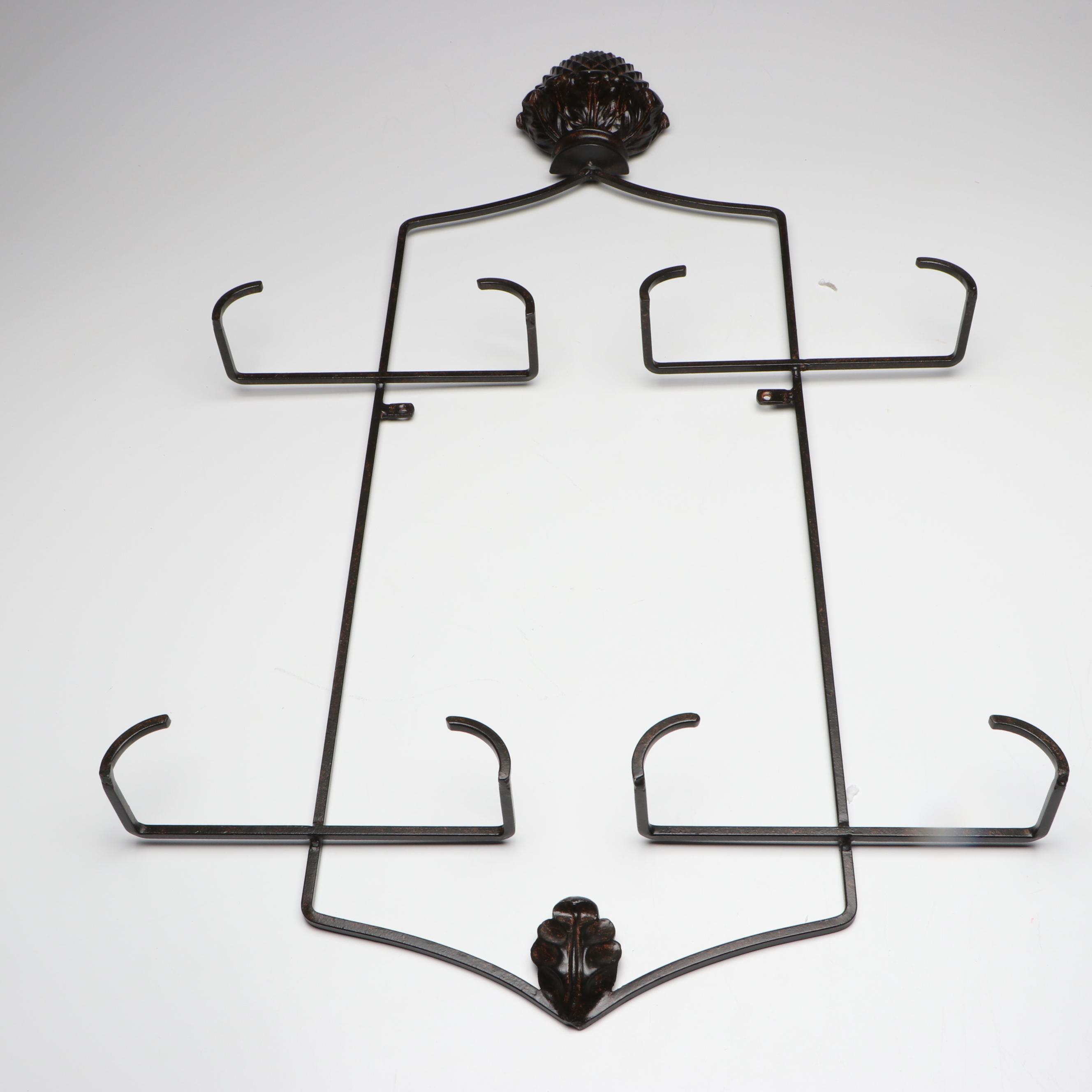 Andrea by Sadek "Hedge Wood" and Other Plates with Metal Display Rack ...