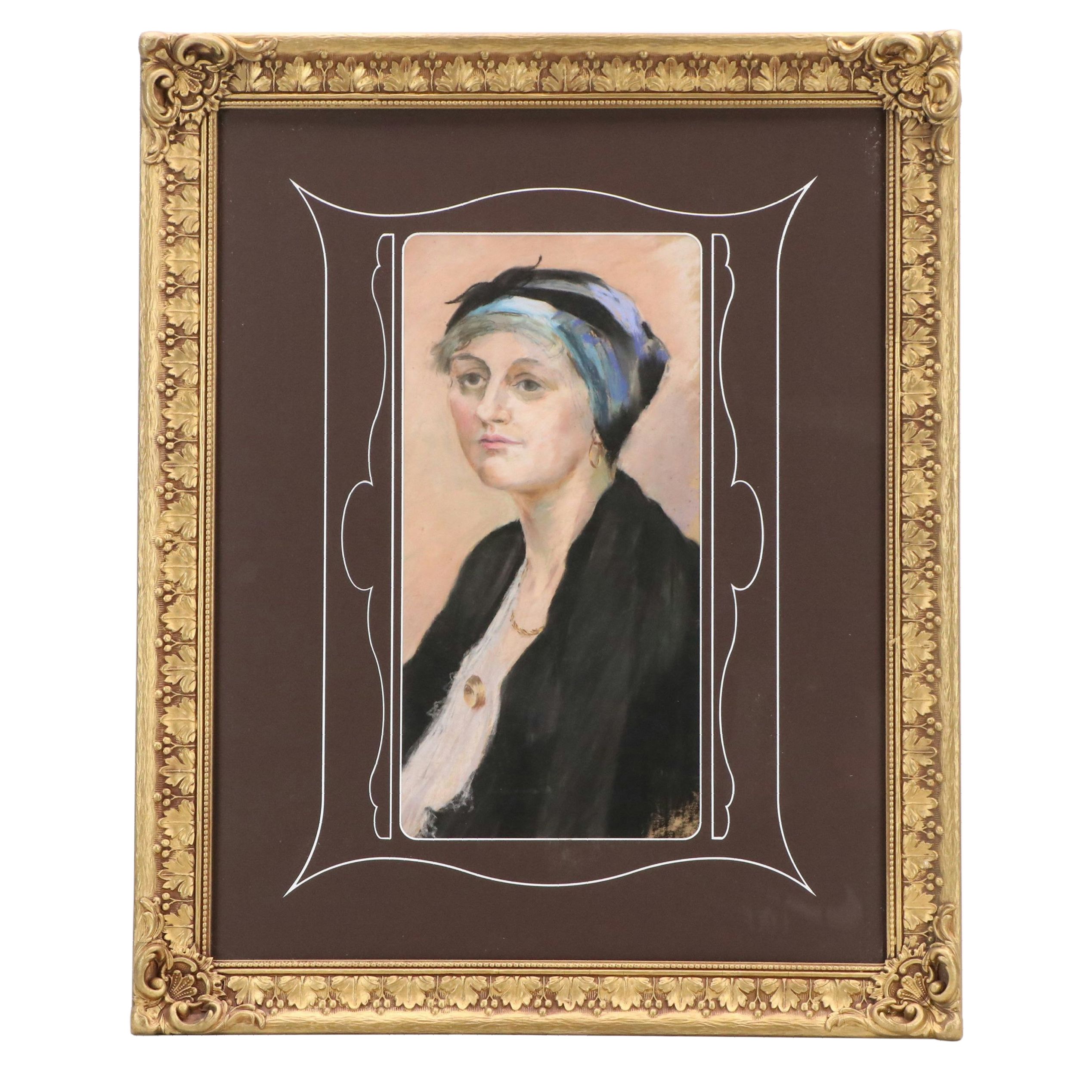 Alza Stratton Pastel Self-Portrait, 20th Century | EBTH