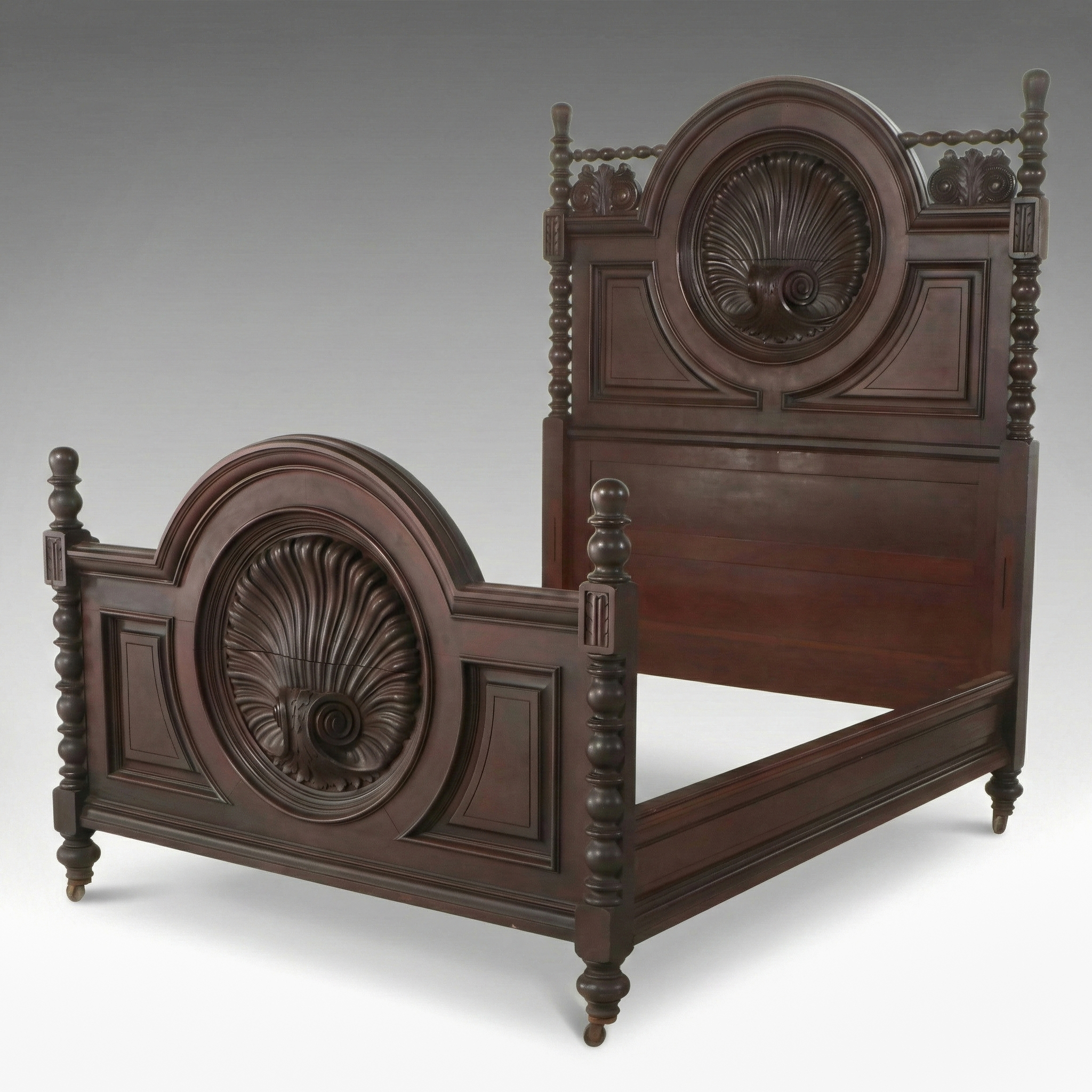 Victorian Renaissance Revival Style Carved Walnut Shell Motif Bed Frame ...
