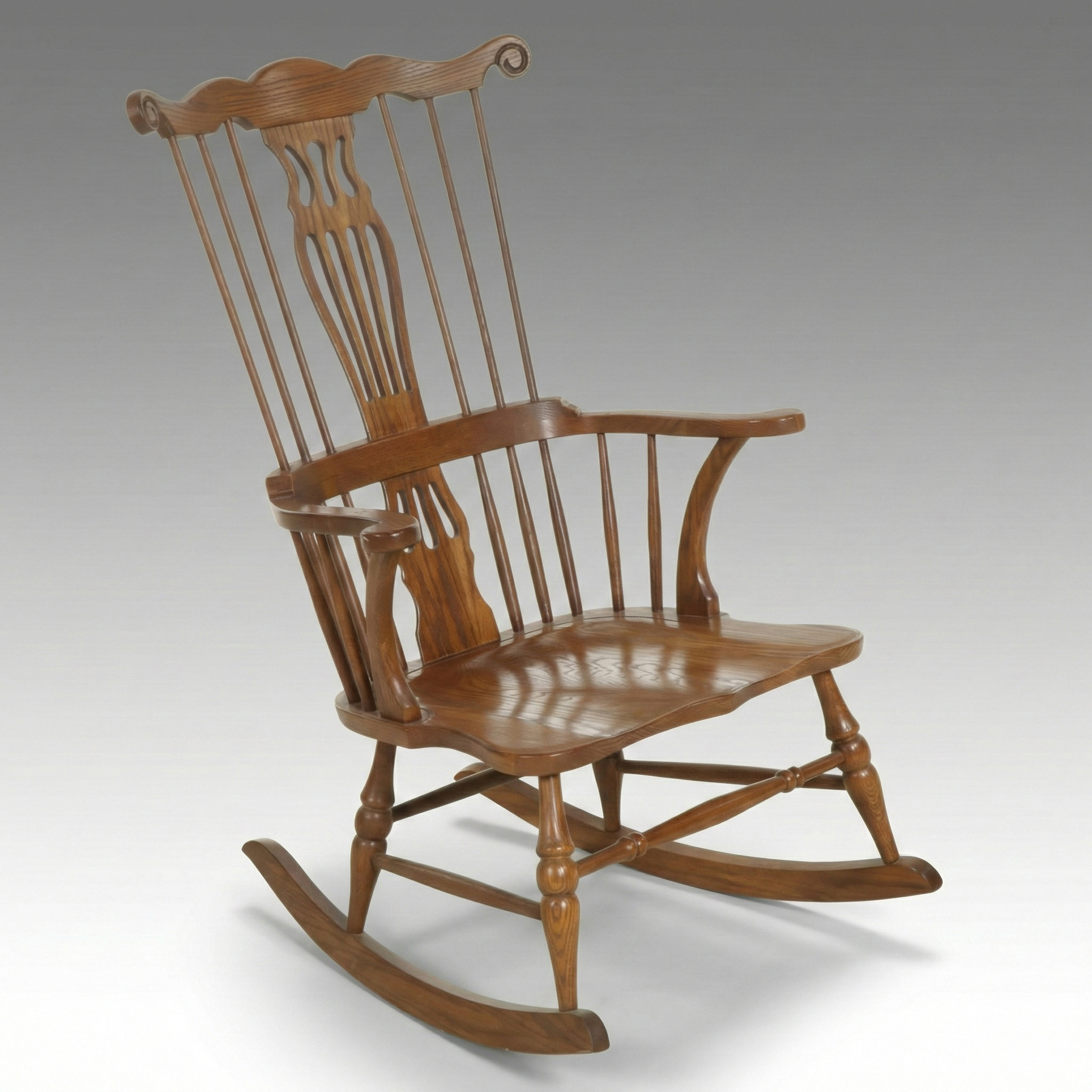 Tell City Oak Fan-Back Windsor Rocking Chair, Late 20th Century | EBTH