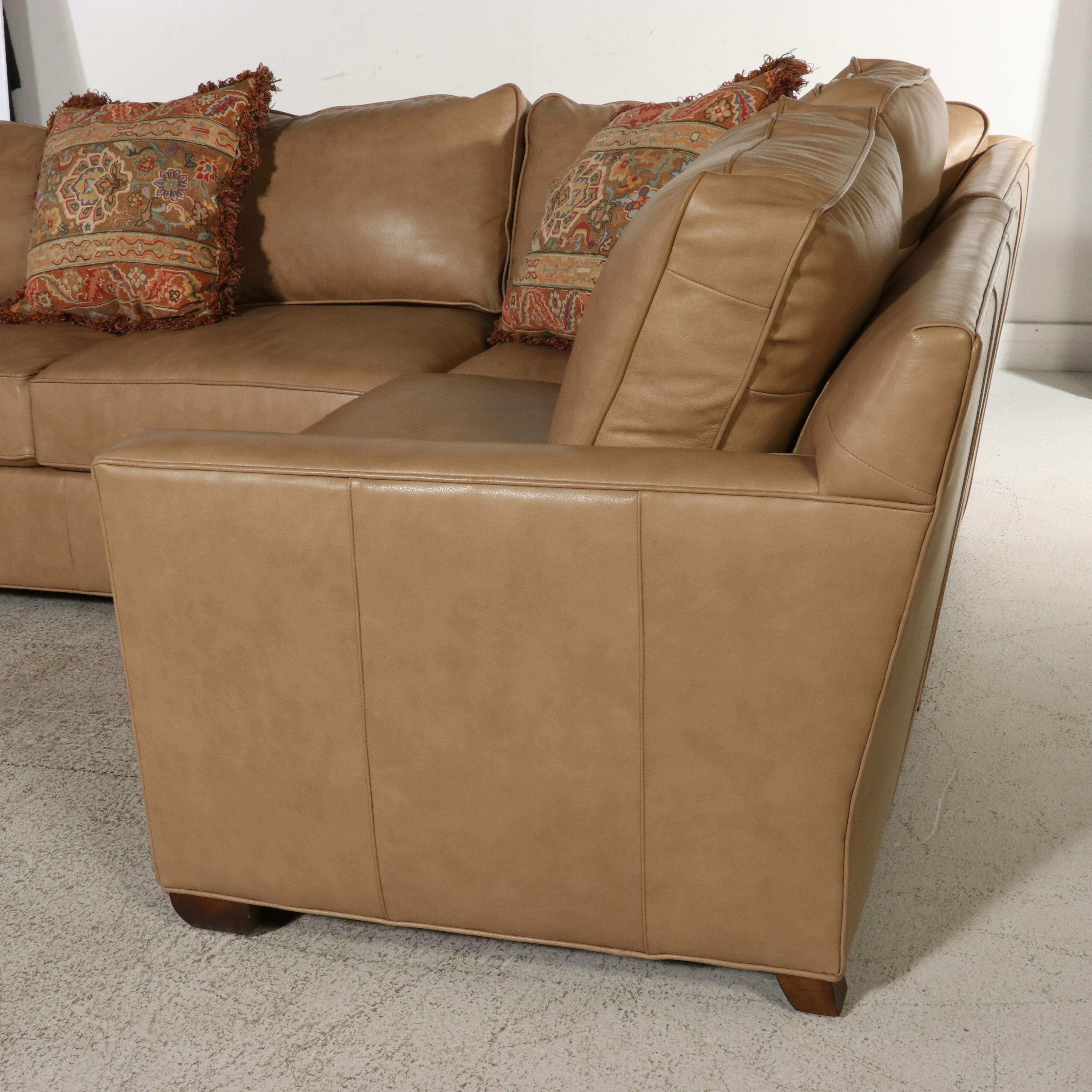 Century Furniture Contemporary Leather Sectional Sofa with Accent ...