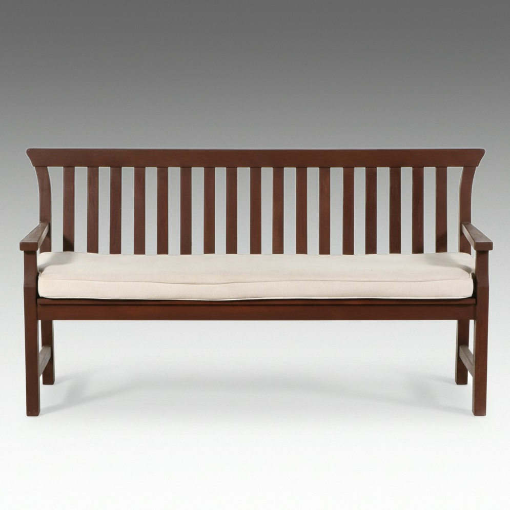 Contemporary Mission Style Mahogany Finish Slat-Back Bench | EBTH