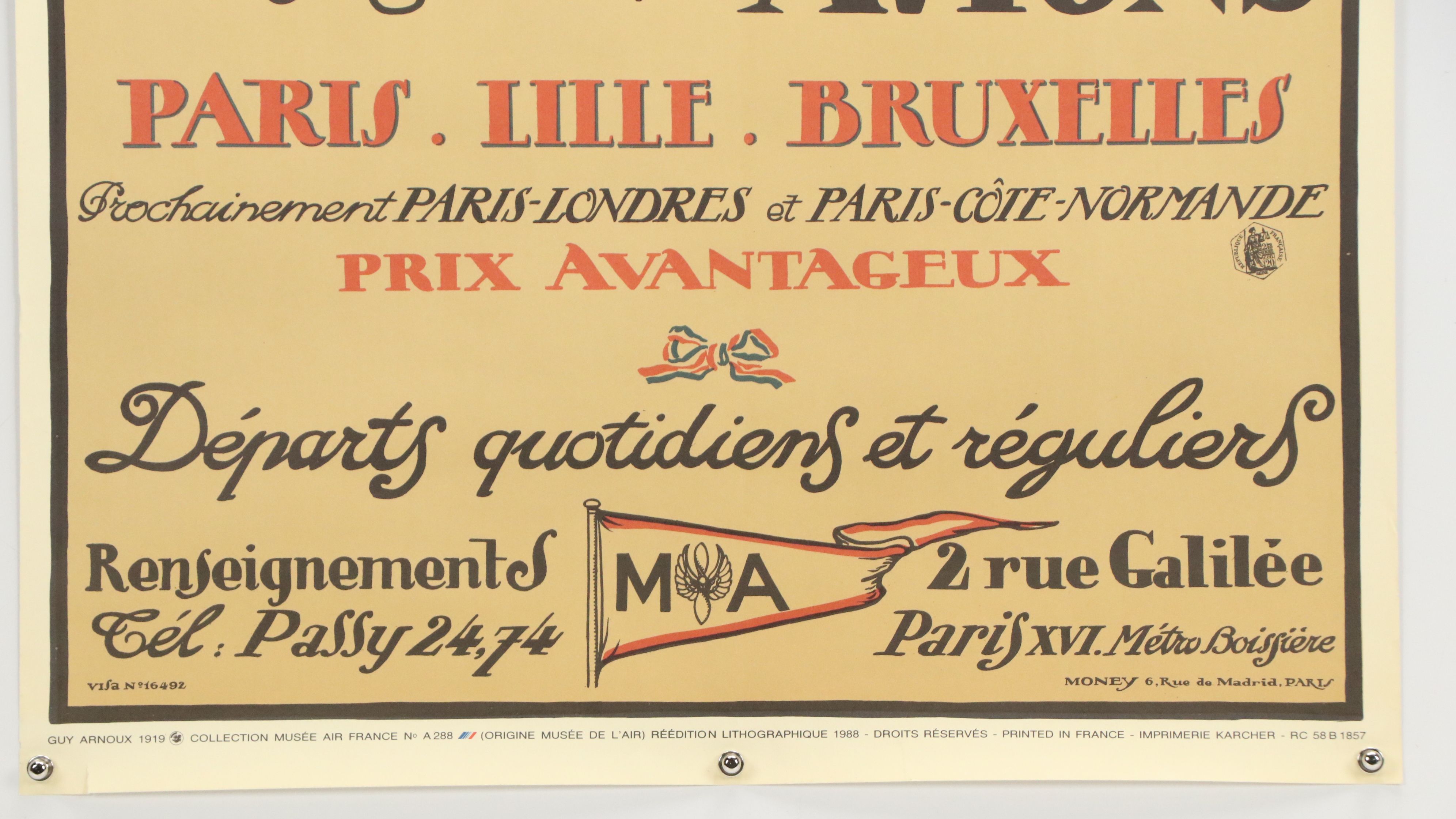 French Aviation Color Lithograph Poster After Guy Arnoux and Other ...