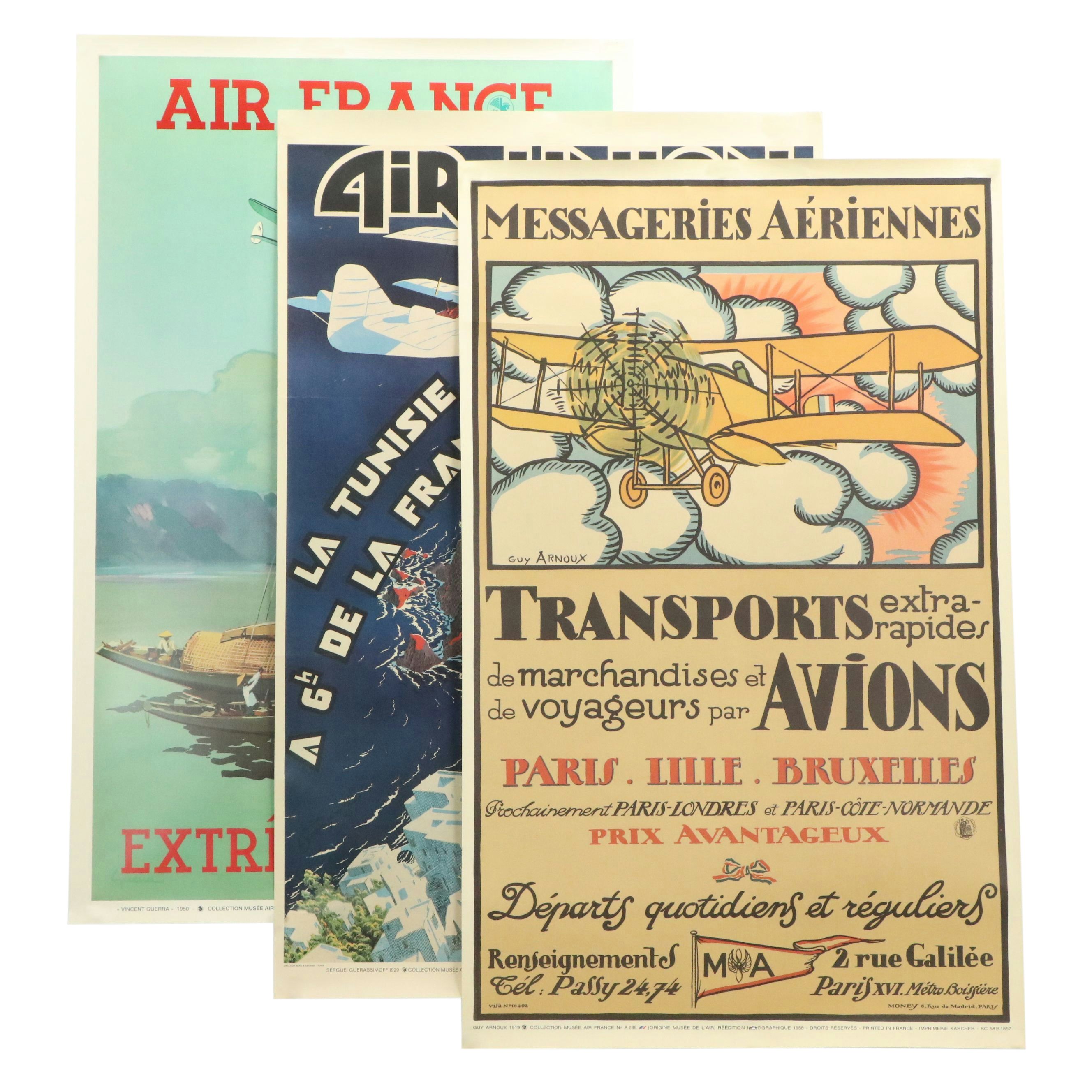 French Aviation Color Lithograph Poster After Guy Arnoux and Other ...