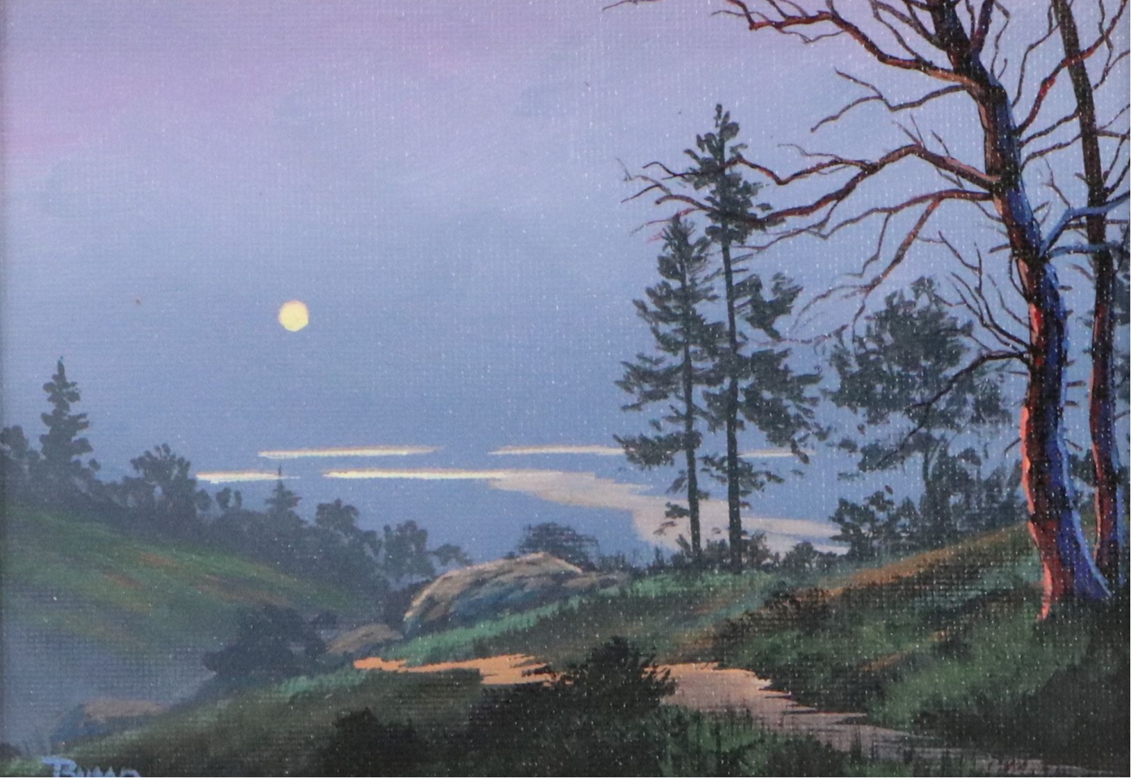 Douglas "Bumo" Johnpeer Acrylic Painting of Moonlit Wooded Scene, 21st ...