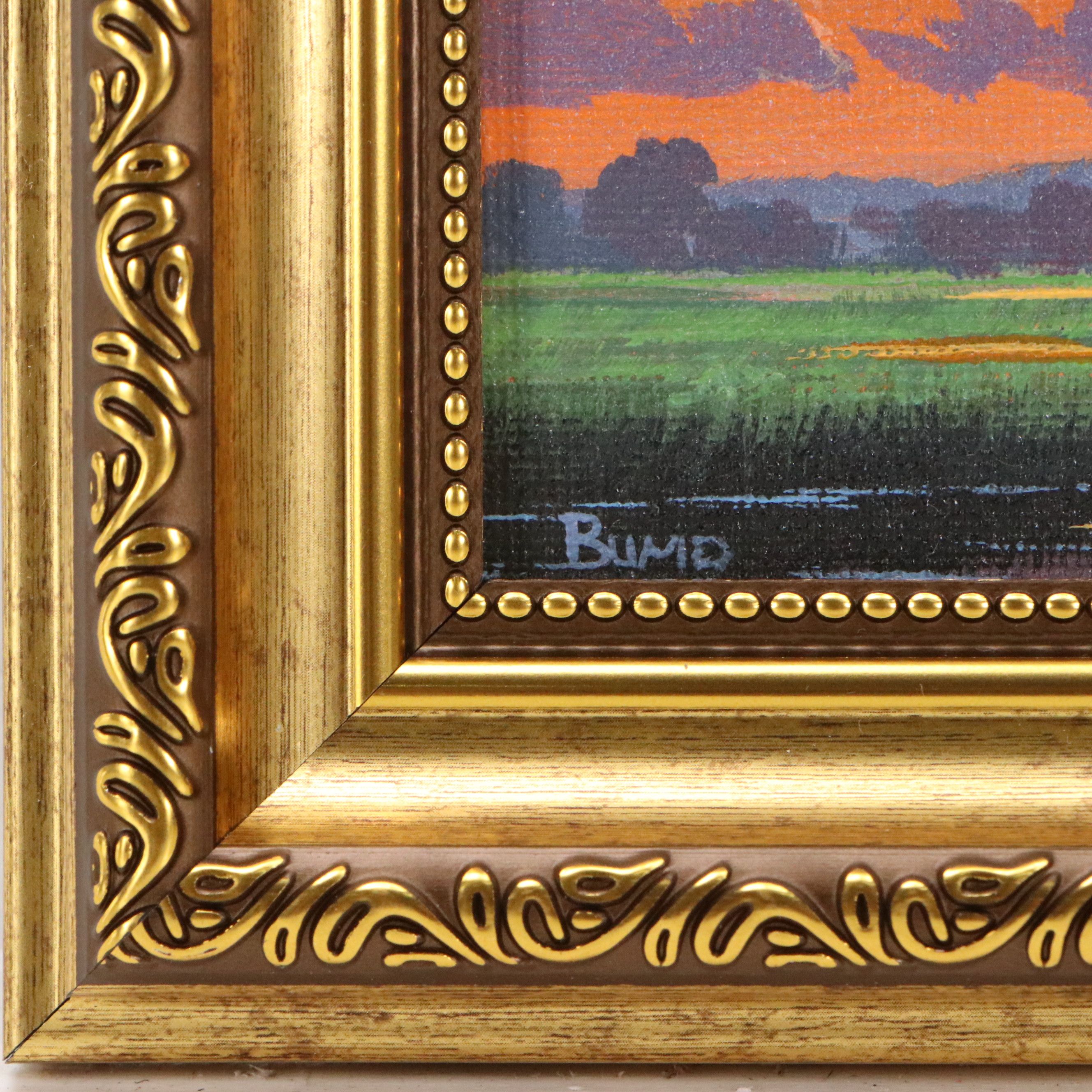 Douglas "Bumo" Johnpeer Acrylic Painting of Marsh Sunset, 21st Century ...