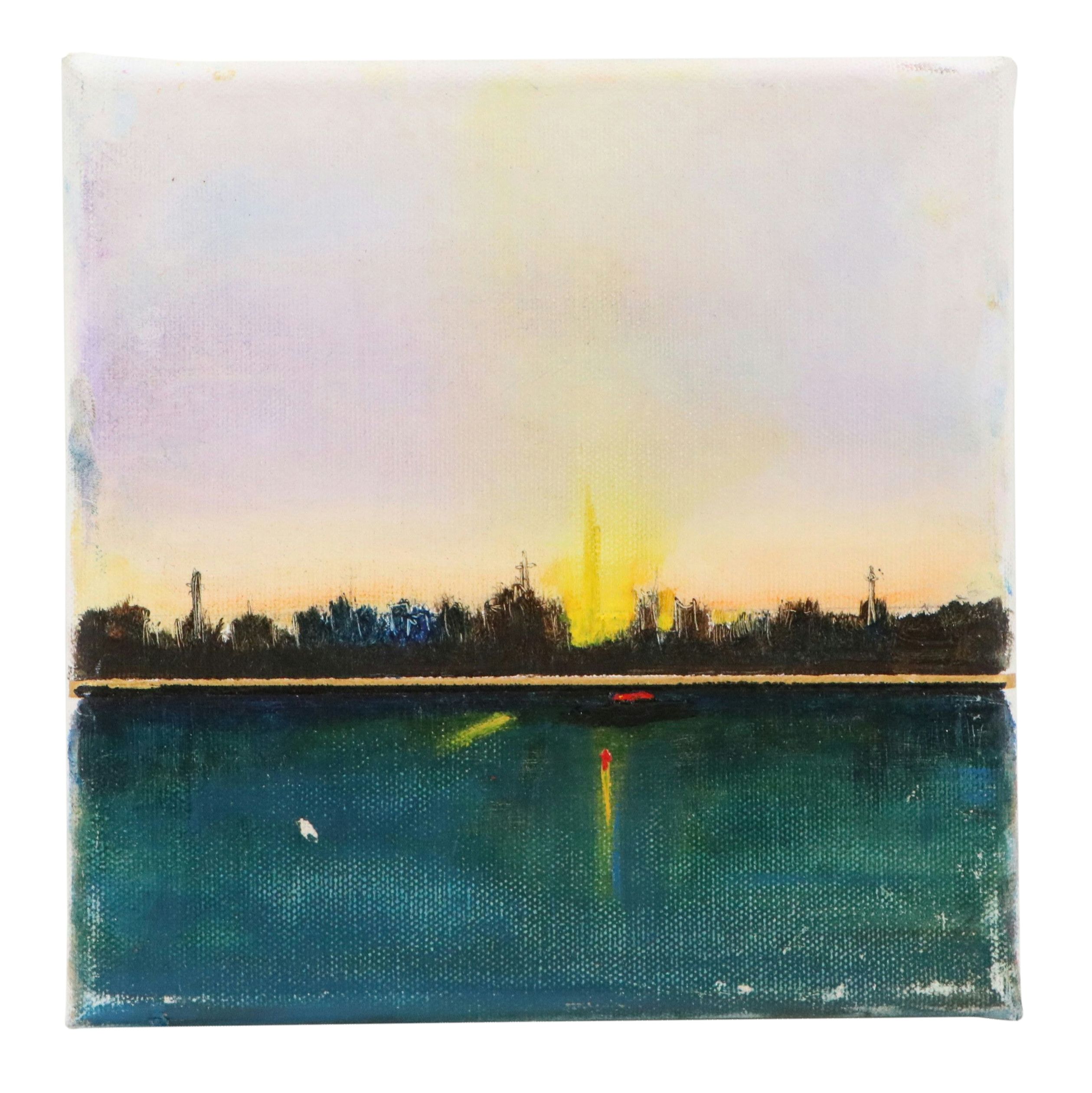 Robert R. Lackney Abstract Oil Painting "Morning Spark," 21st Century ...