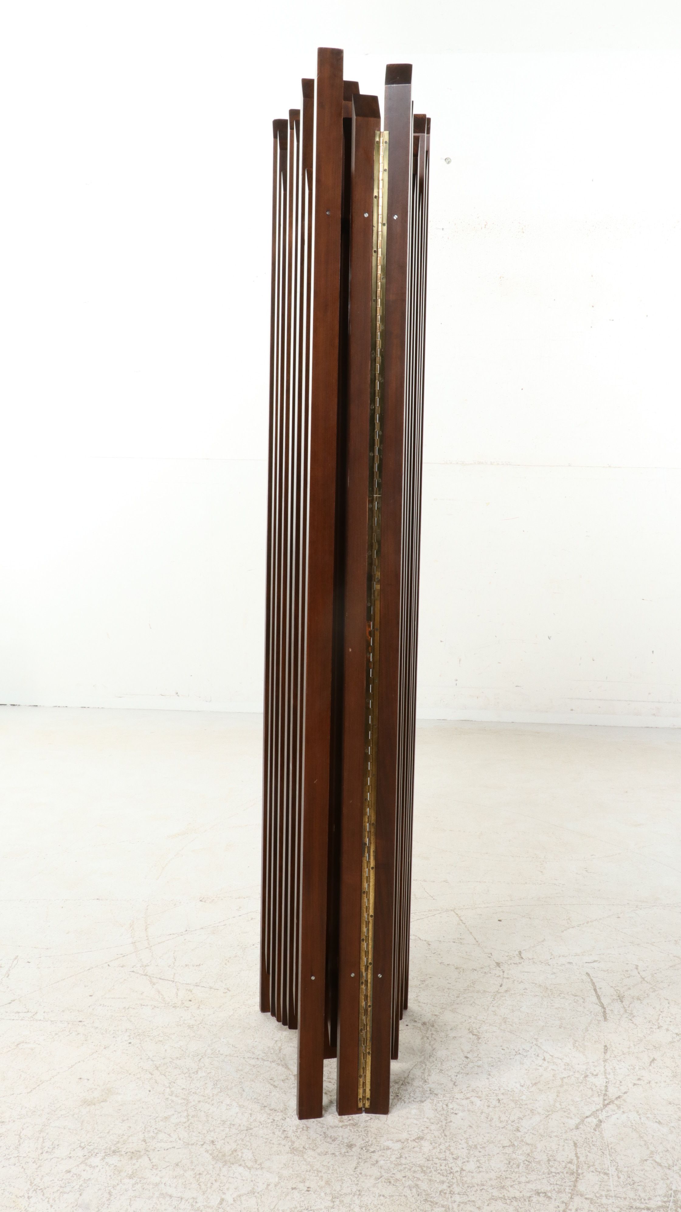 Mid Century Modern Style Slatted Walnut Folding Room Divider, Late 20th ...