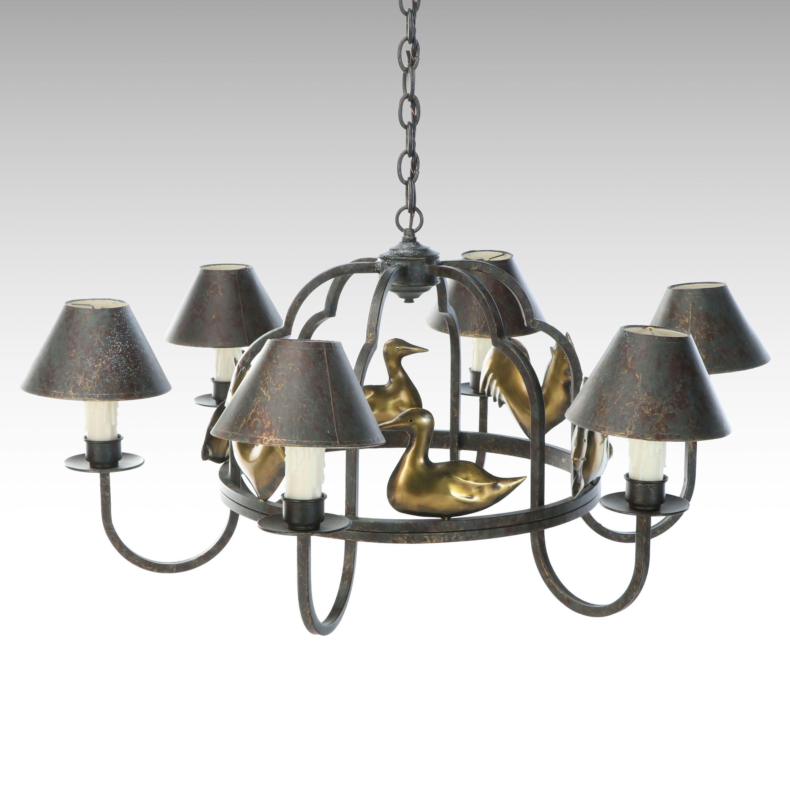 Rustic Style Iron Chandelier with Rooster, Duck and Rabbit ...