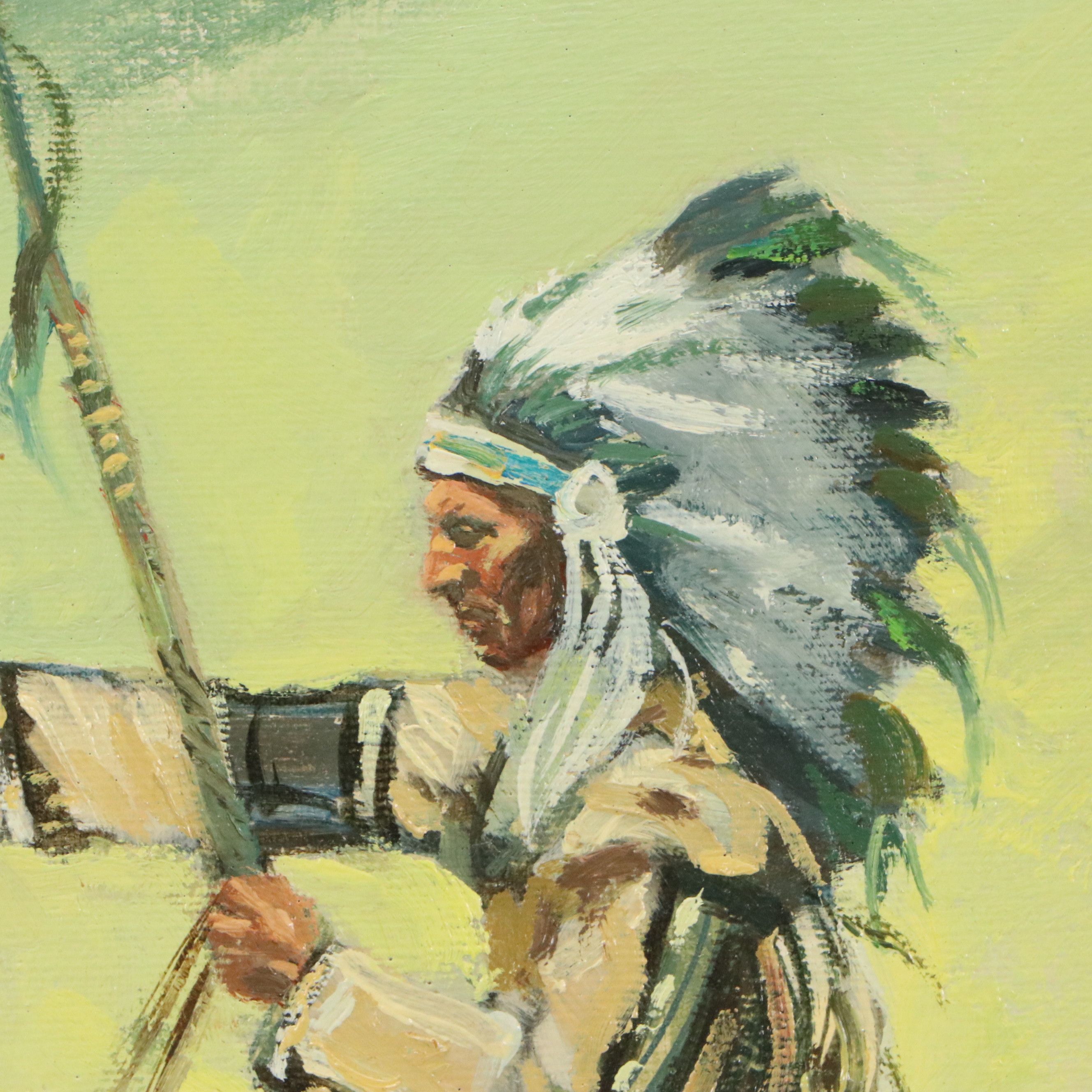 Harley Brown Oil Painting of Native American Chief on Horseback | EBTH