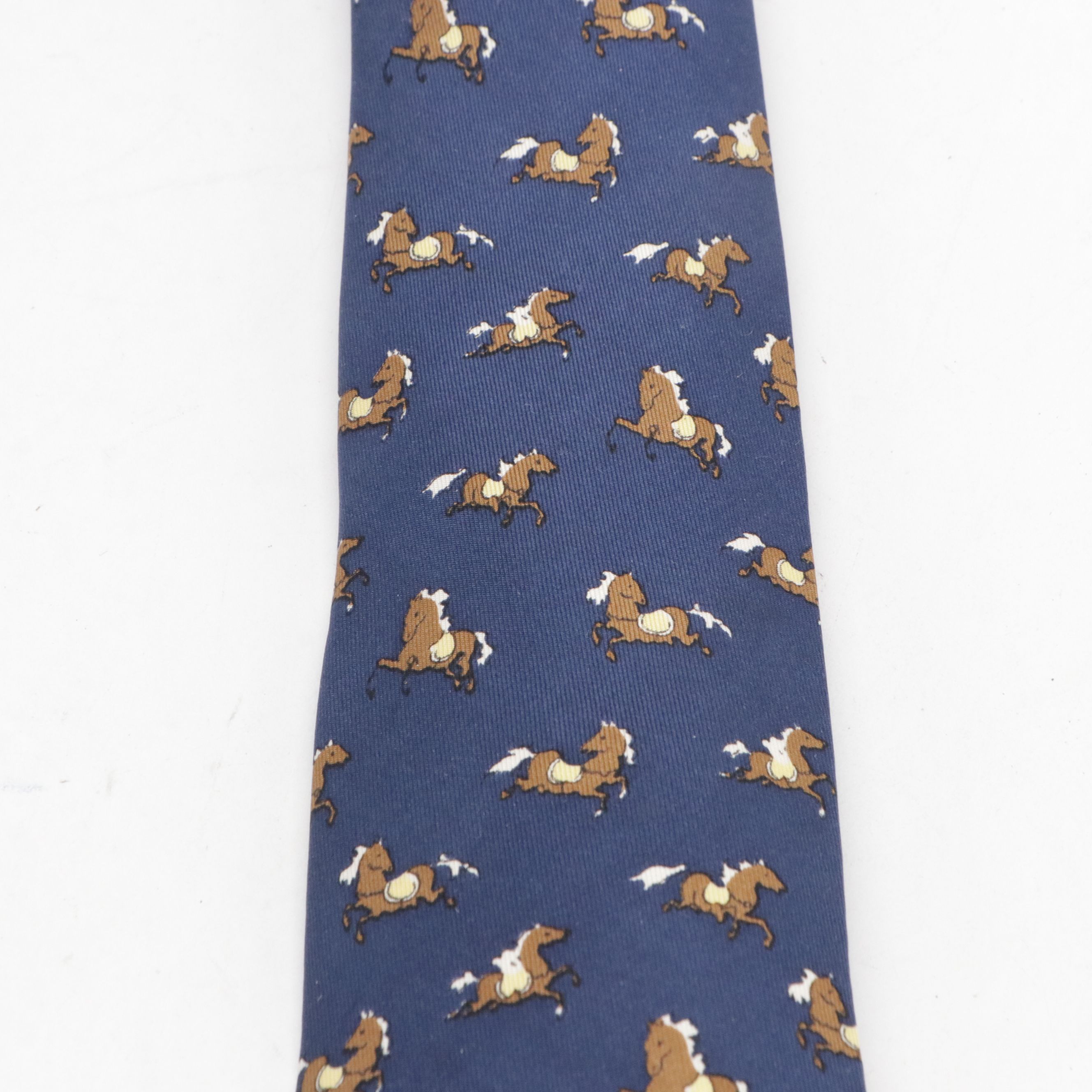 Hermès Galloping Horse Necktie in Silk Twill, Vintage | EBTH