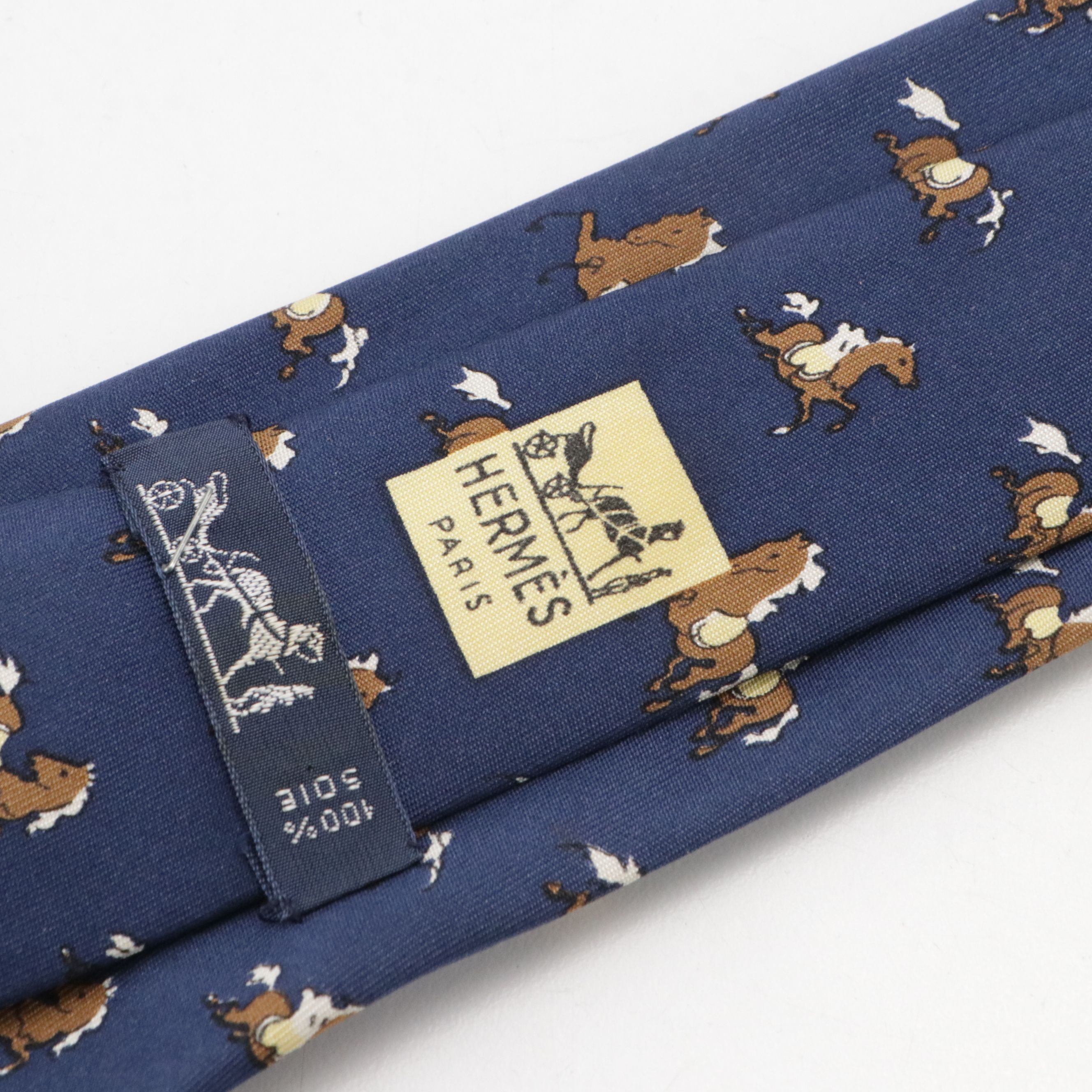 Hermès Galloping Horse Necktie in Silk Twill, Vintage | EBTH