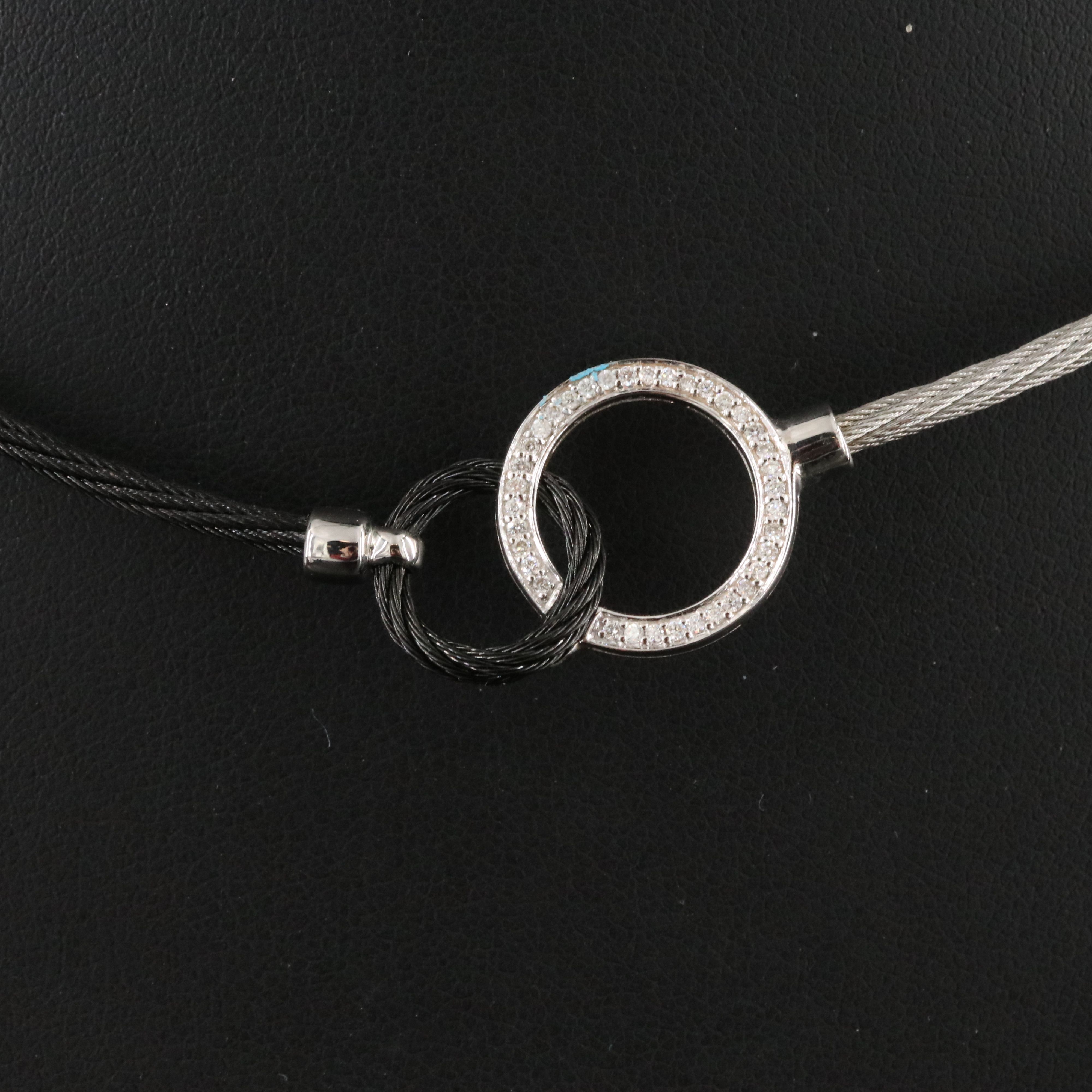 Alor Stainless Steel Interlocking Cable Necklace with 18K Diamond ...