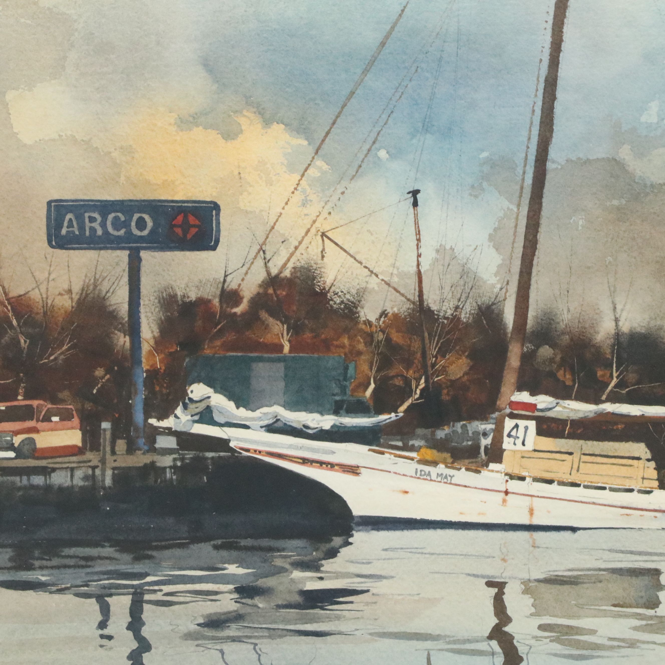 Steve Rogers Watercolor Painting of Sailboat "Ida May," Late 20th to ...