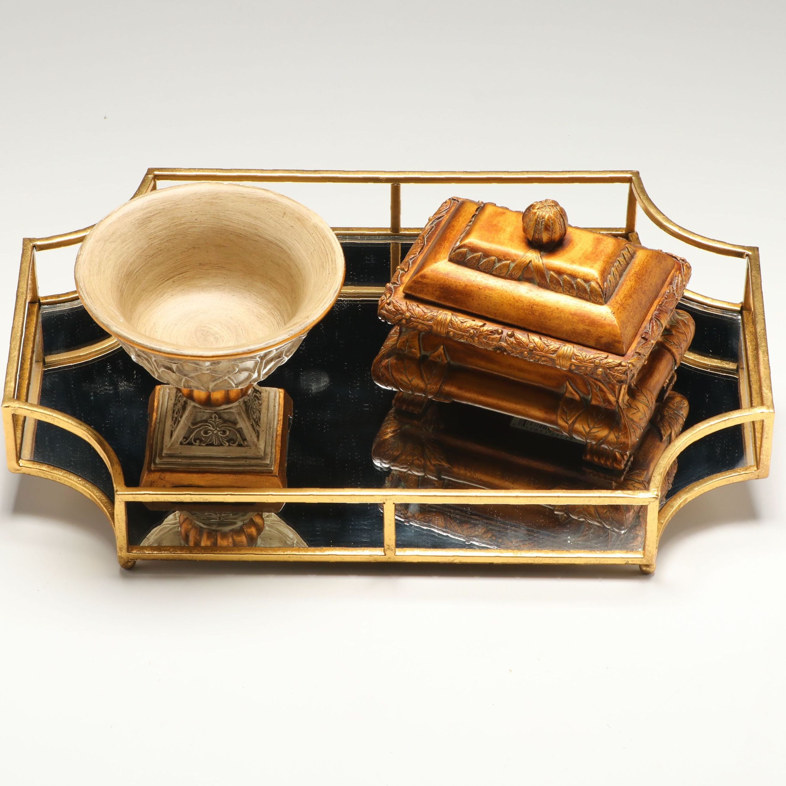 Hollywood Regency Style Tray with Neoclassical Style Compote and Box | EBTH