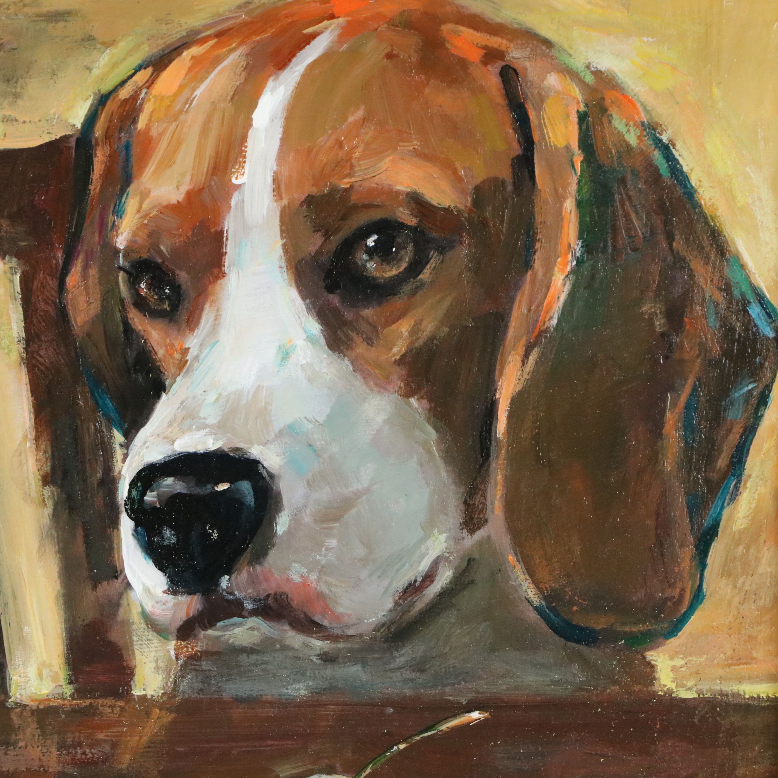 Adam Deda Dog Portrait Oil Painting "Kitchen Temptations," 21st Century ...