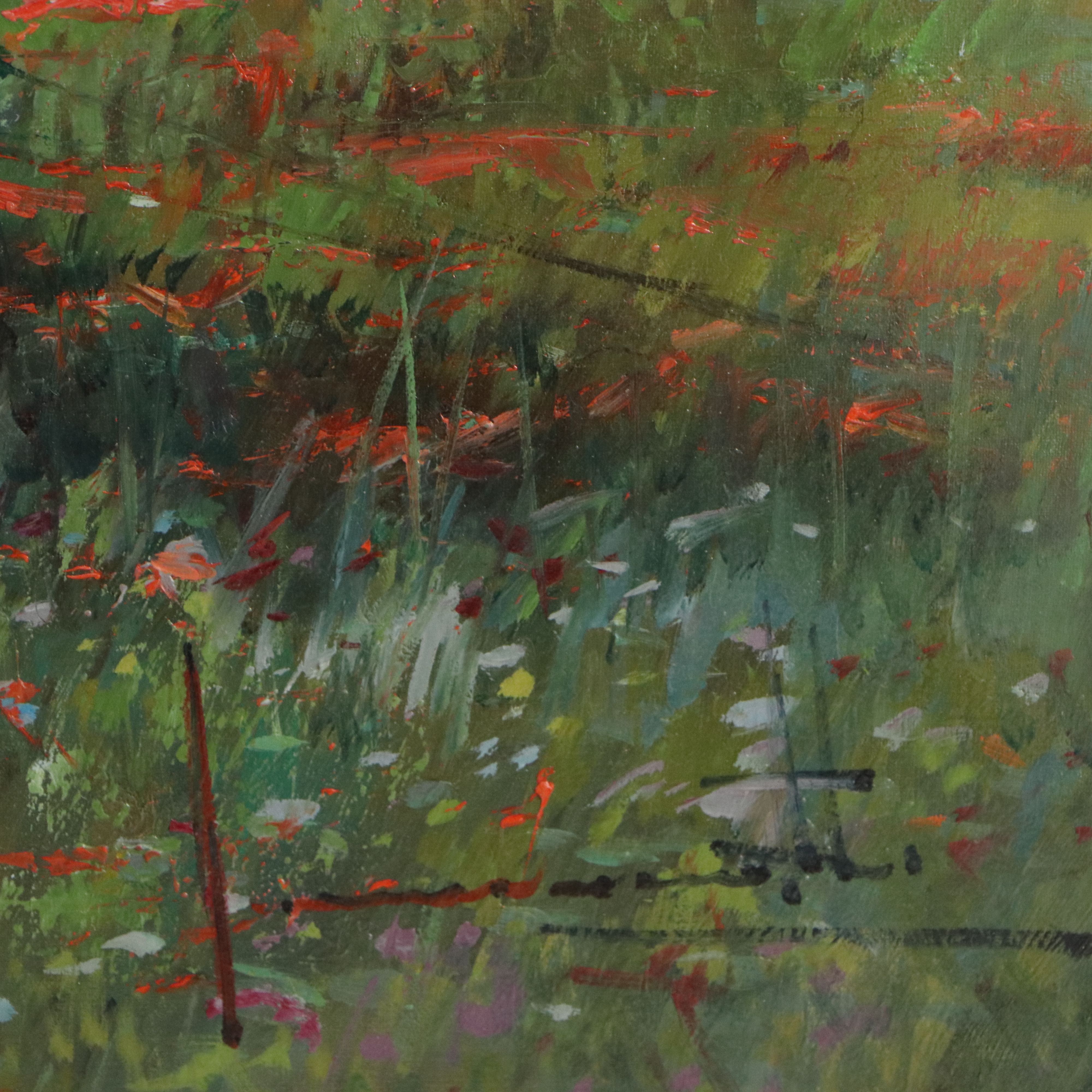 Claudio Simonetti Landscape Oil Painting of Field of Poppies, Late 20th ...