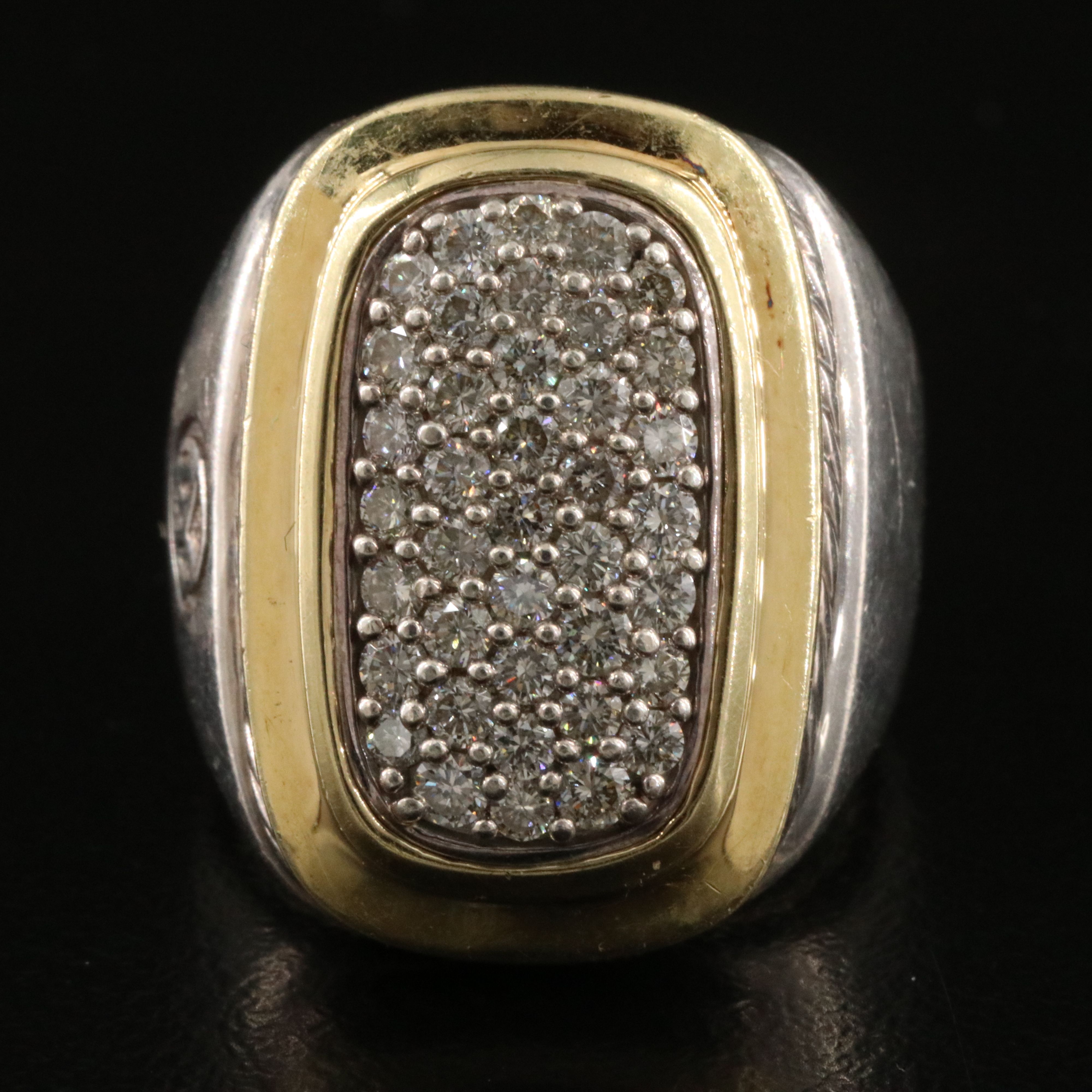 David Yurman Albion Sterling and 18K 0.98 CTW Pavé Diamond Ring | EBTH