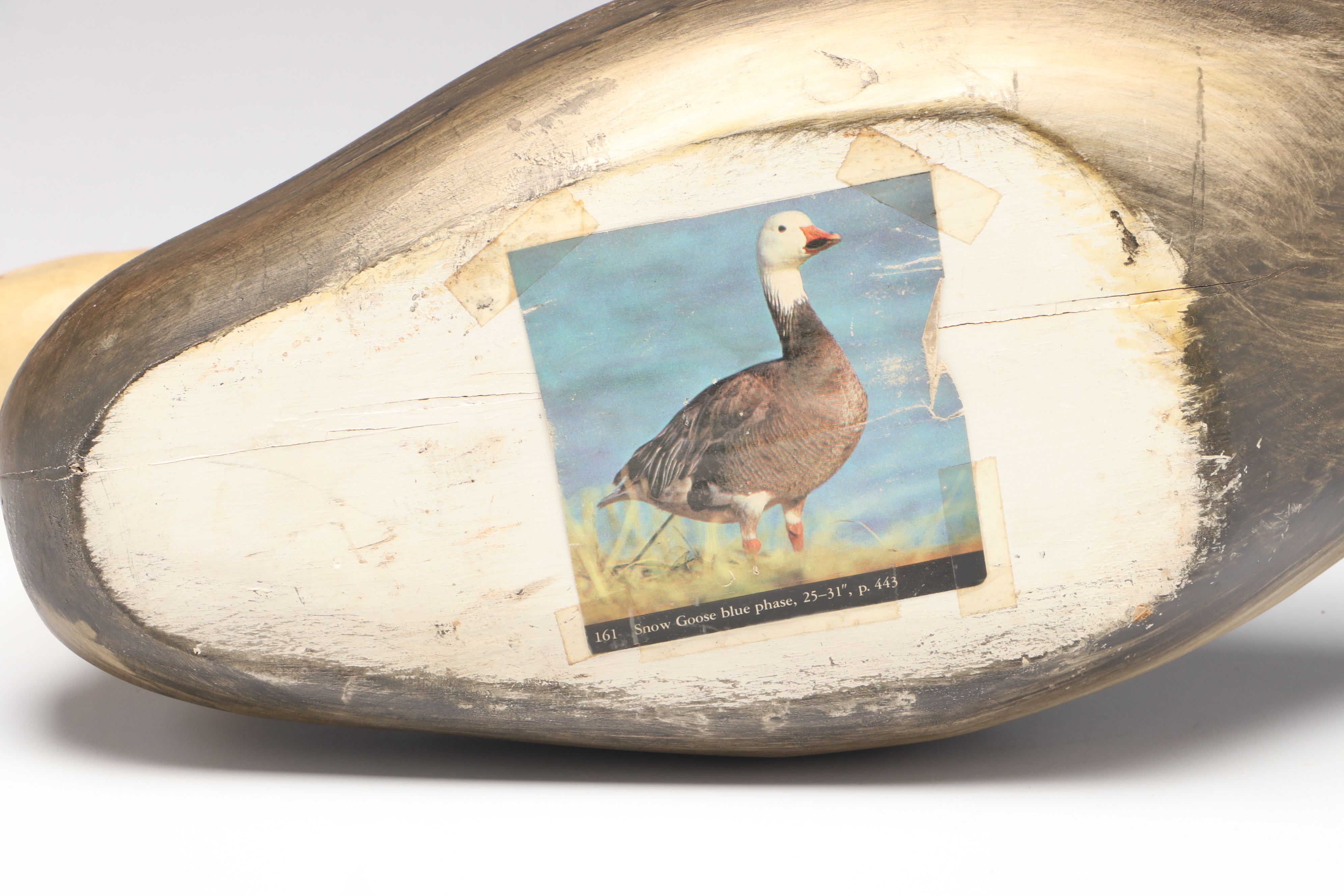 Hand-Carved Snow Goose Decoy and Carved Duck on Pole Cap | EBTH