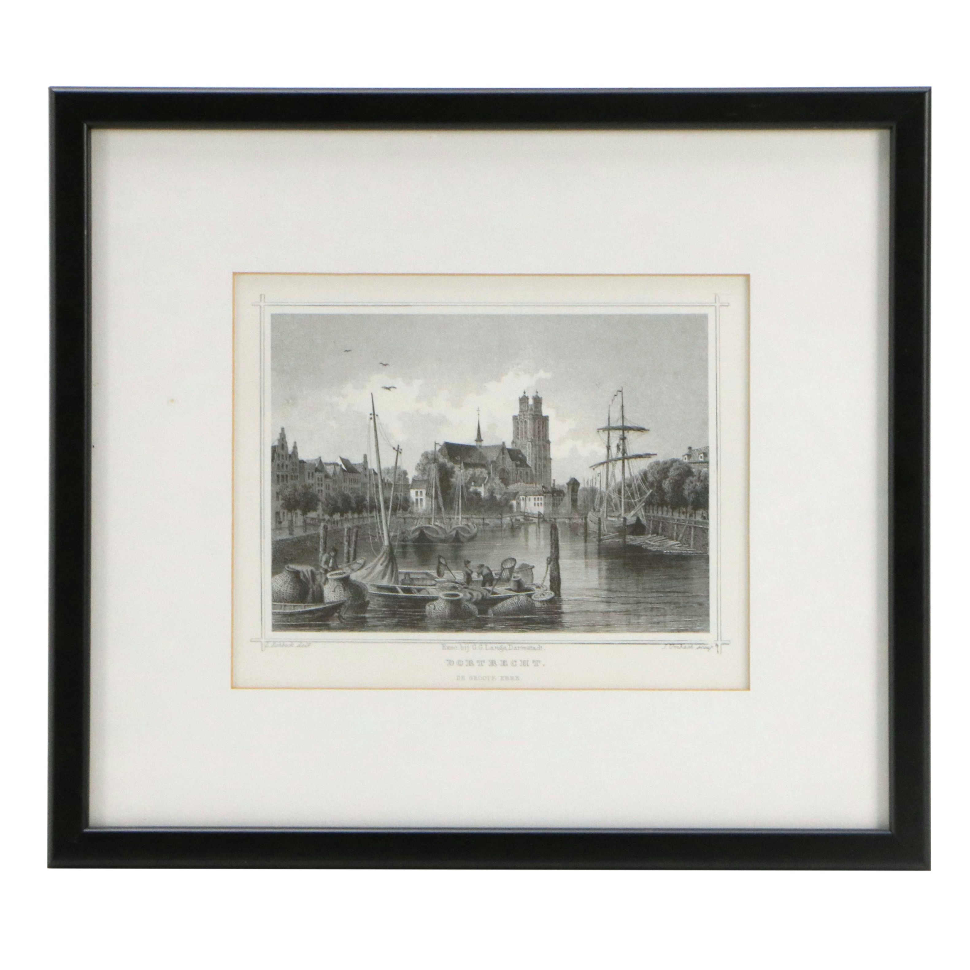 Lithograph After Ludwig Rohbock "Dortrecht, De Groote Kerk," 20th ...