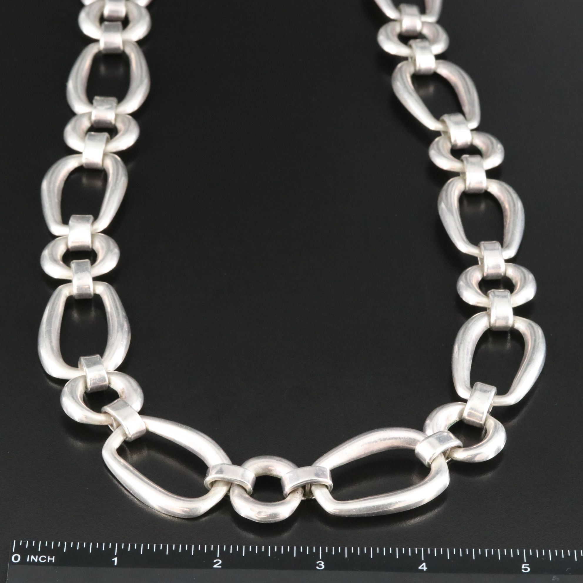 Mexican Modernist Sterling Mixed Link Necklace | EBTH