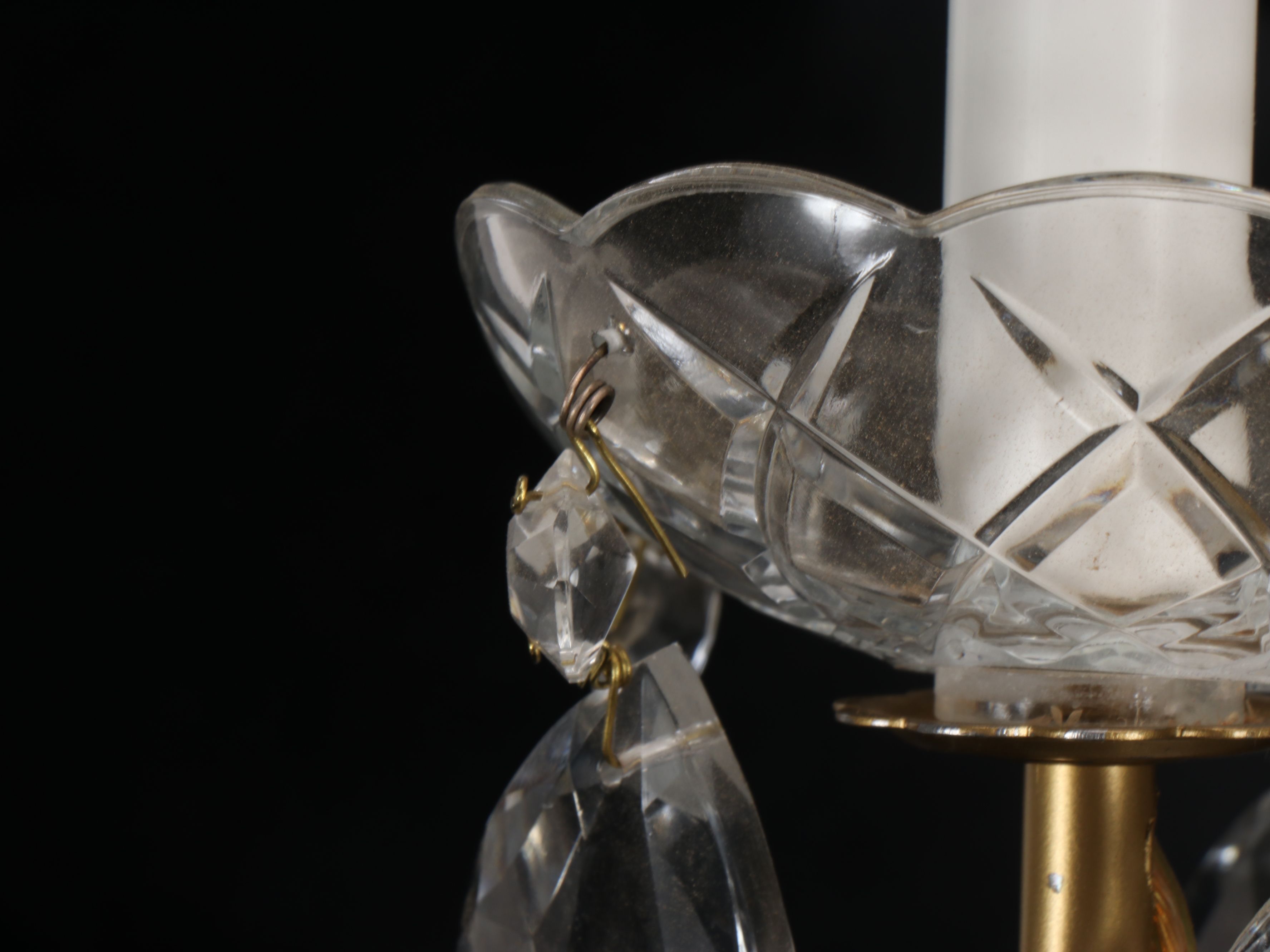 Pair of Neoclassical Style Three-Arm Wall Sconces with Crystal Prisms ...