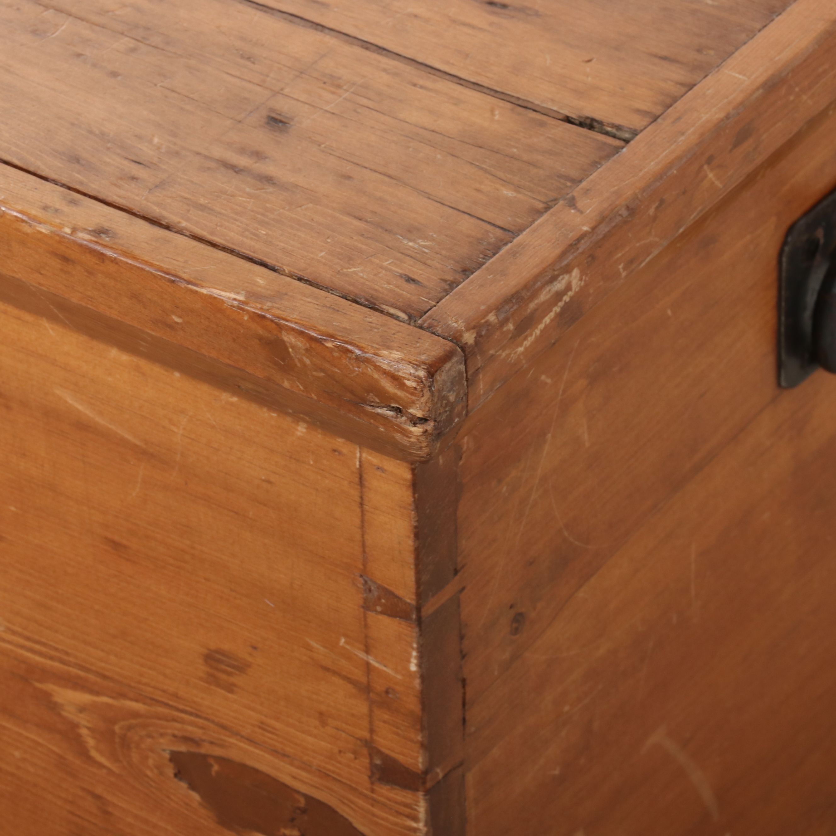American Primitive Dovetailed Solid Pine Sea or Tool Chest, 19th ...