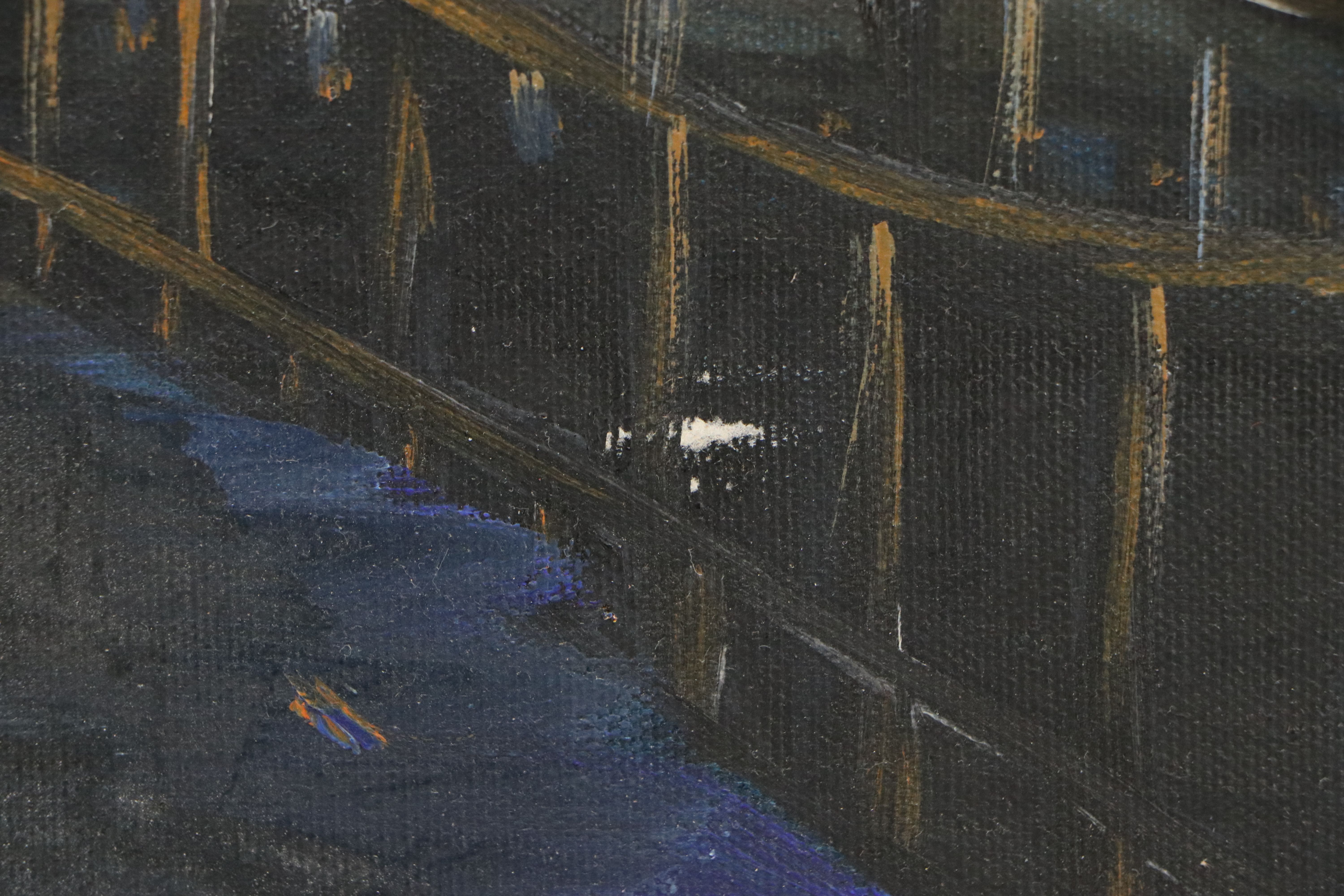 Nocturne Cityscape Oil Painting, Late 20th Century | EBTH