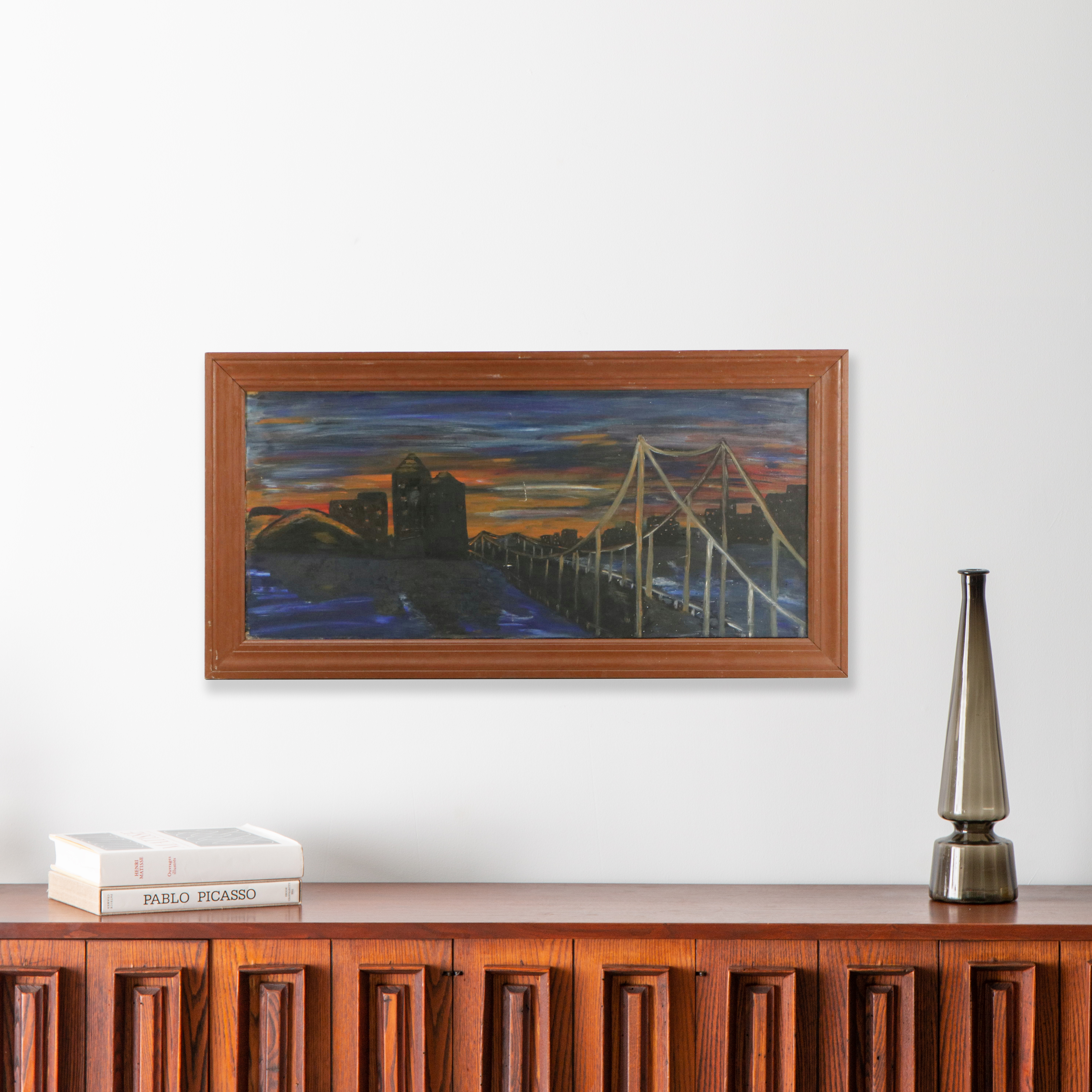 Nocturne Cityscape Oil Painting, Late 20th Century | EBTH