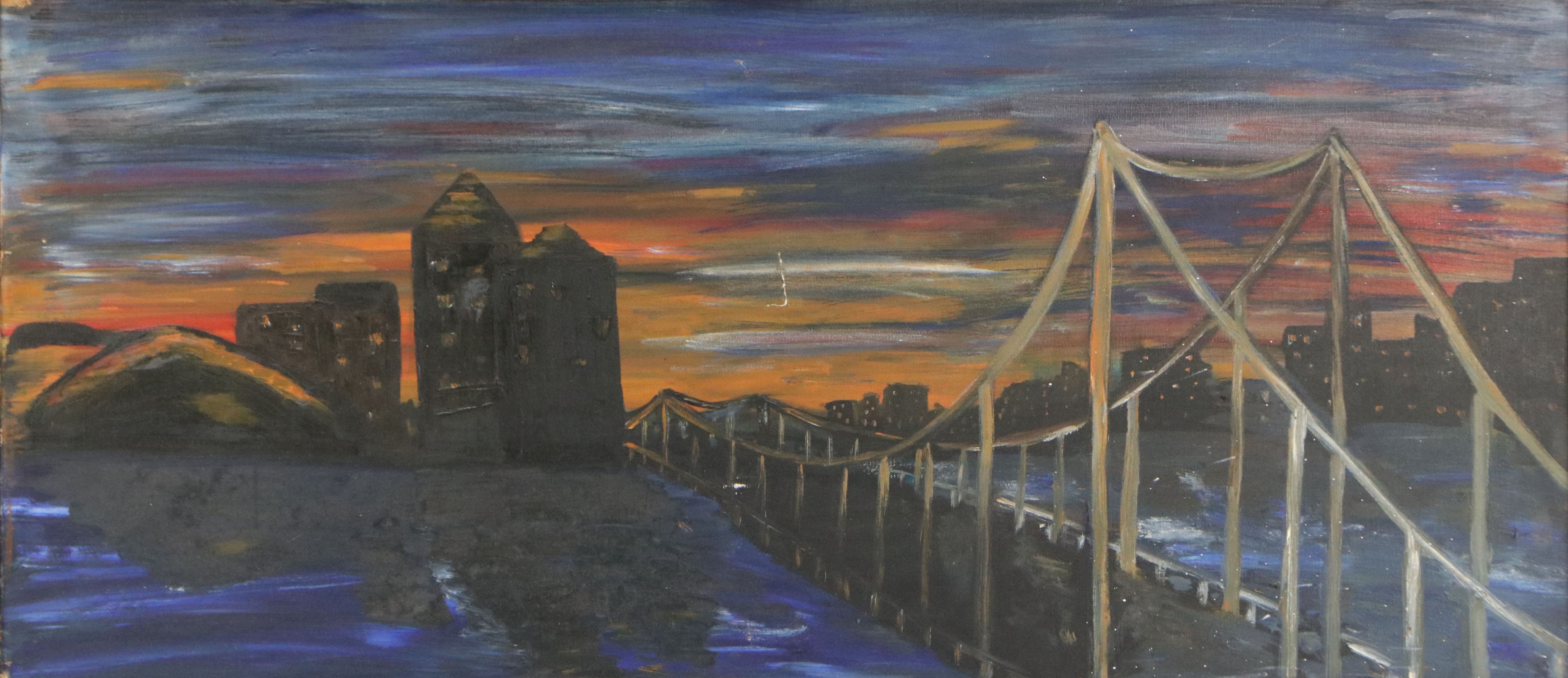 Nocturne Cityscape Oil Painting, Late 20th Century | EBTH