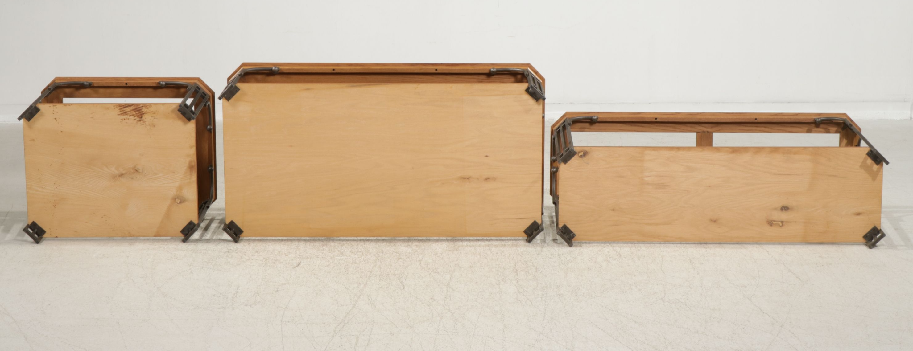 Metal and Oak Glass-Top Coffee, End, and Sofa Tables | EBTH