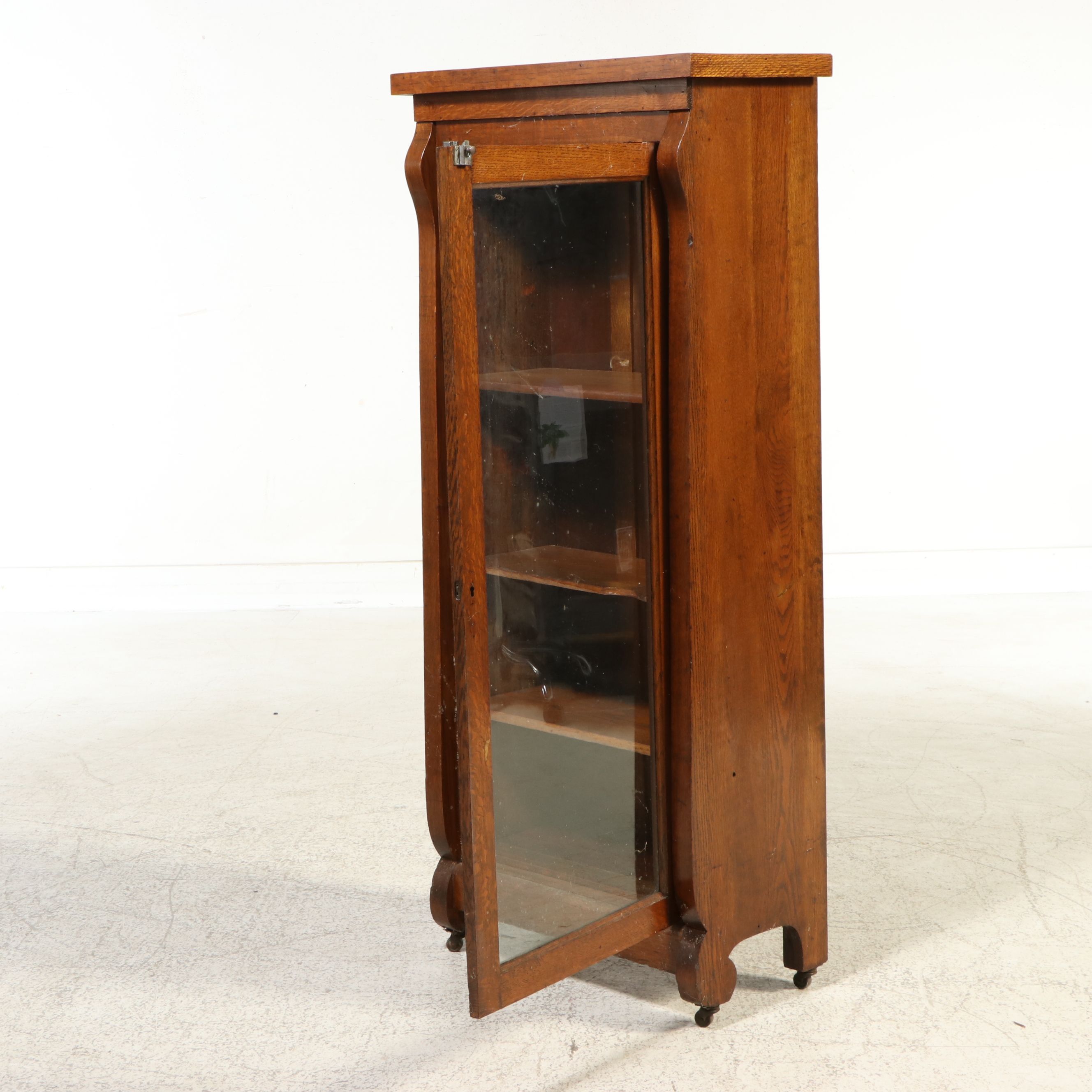 American Late Empire Style Oak Vitrine Bookcase, Early 20th Century | EBTH