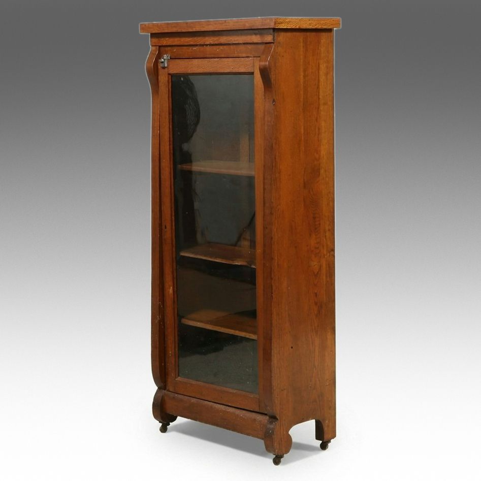 American Late Empire Style Oak Vitrine Bookcase, Early 20th Century | EBTH