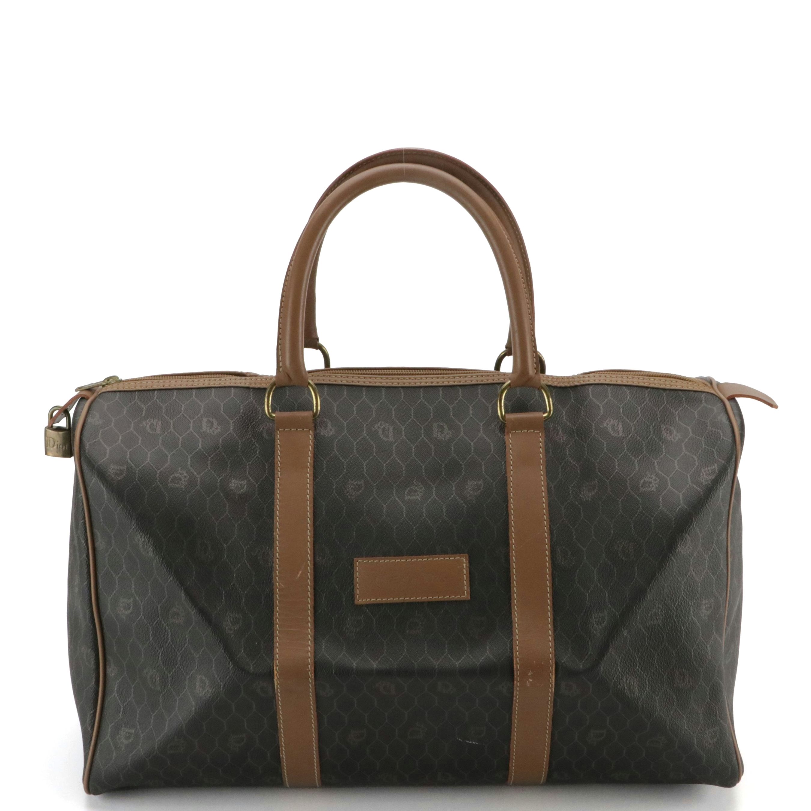 Christian Dior Duffle Bag in Honeycomb Canvas and Brown Leather | EBTH