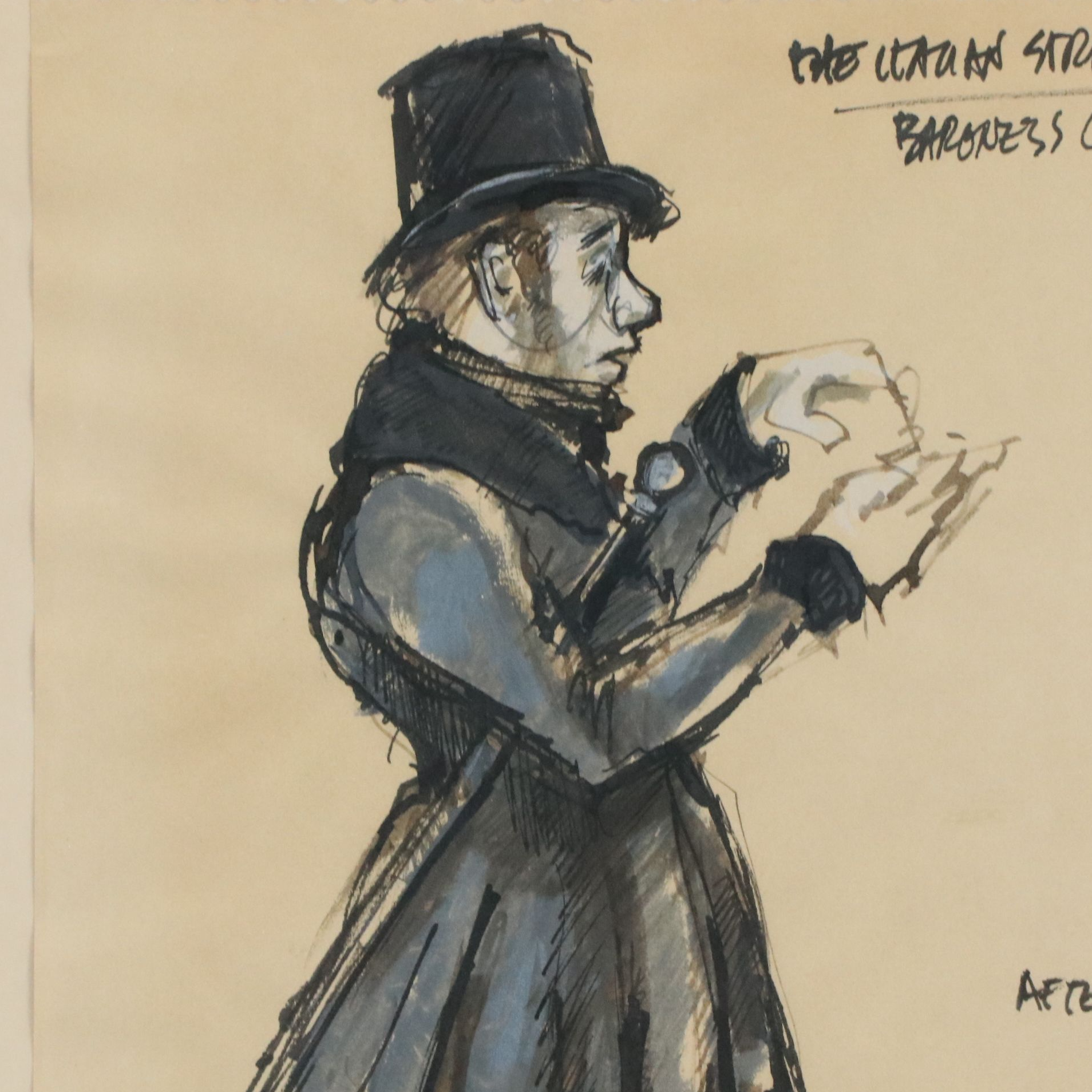 Lewis Brown Gouache Theatrical Costume Sketch for "The Italian Straw ...