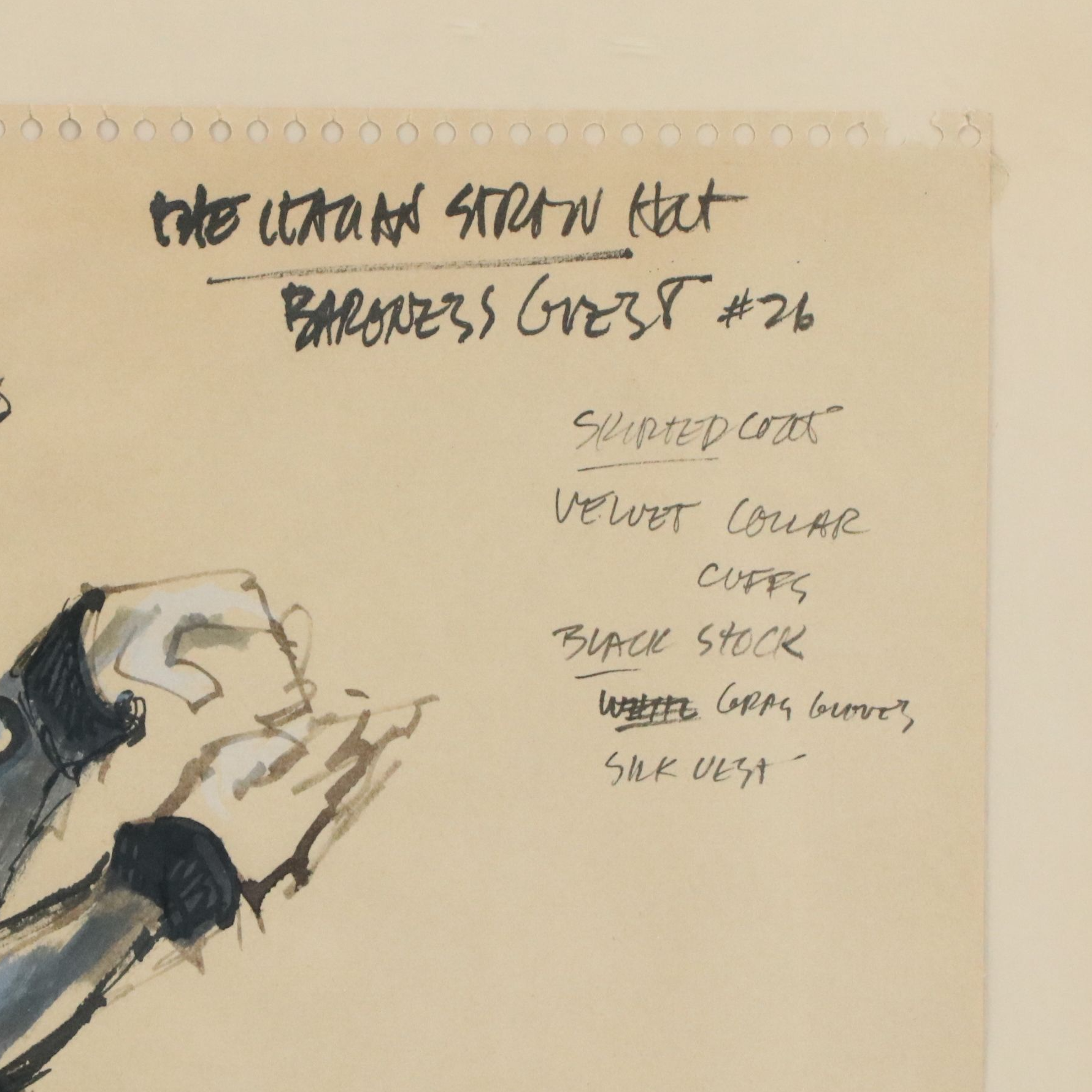 Lewis Brown Gouache Theatrical Costume Sketch for "The Italian Straw ...