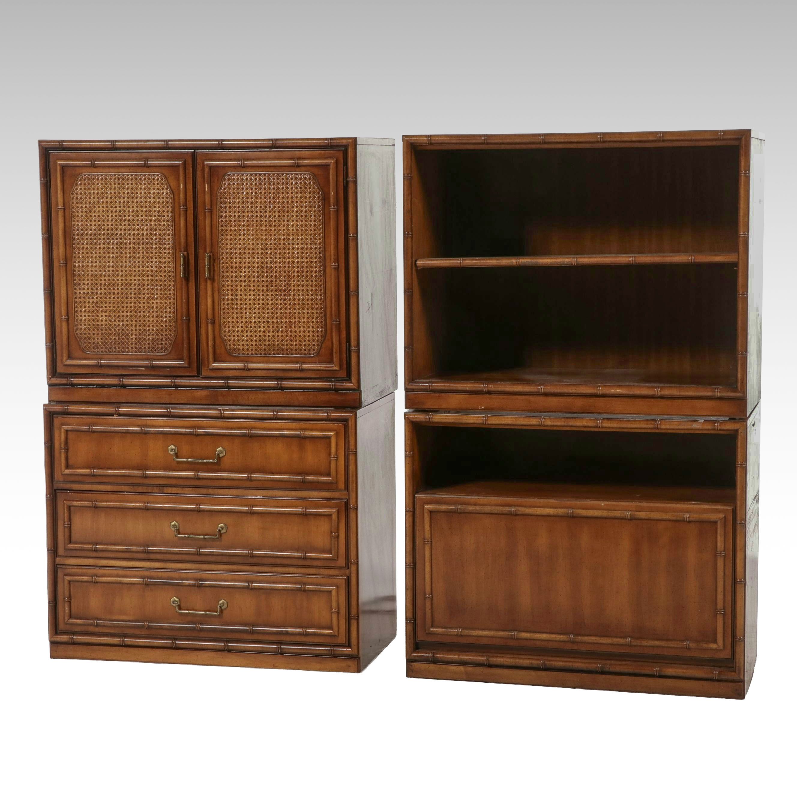 Mid Century Modern Faux Bamboo Modular Storage Cabinets | EBTH