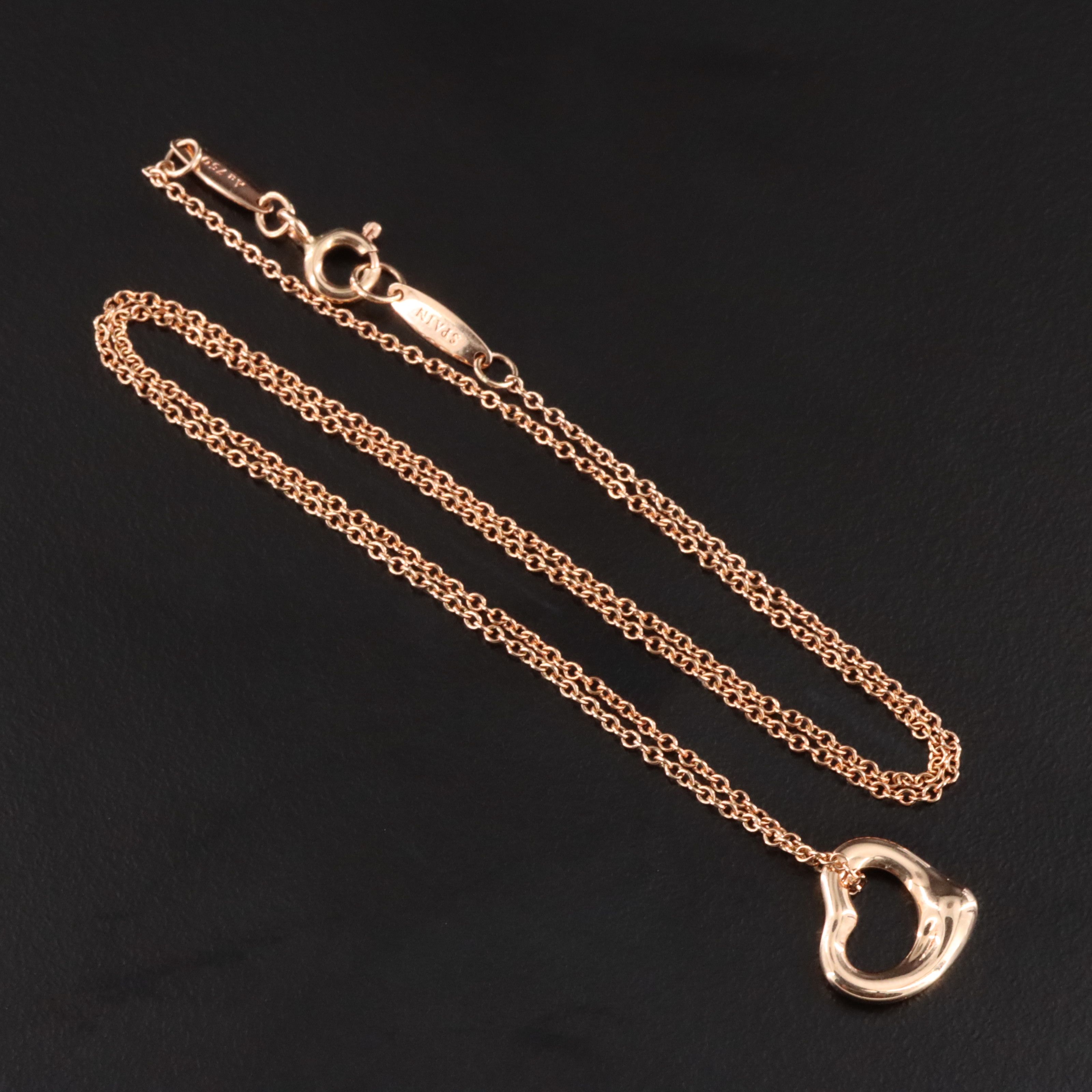 Elsa Peretti for Tiffany & Co. Open Heart 18K Rose Gold Pendant ...