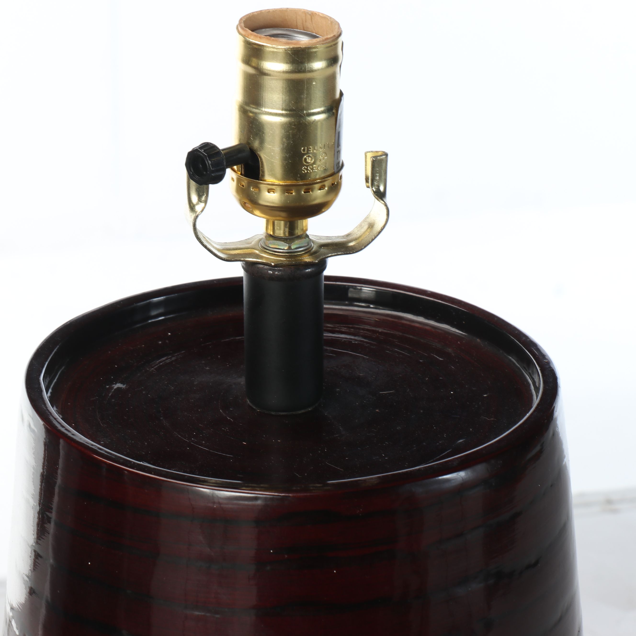Pair of Turned and Glazed Wood Table Lamps | EBTH