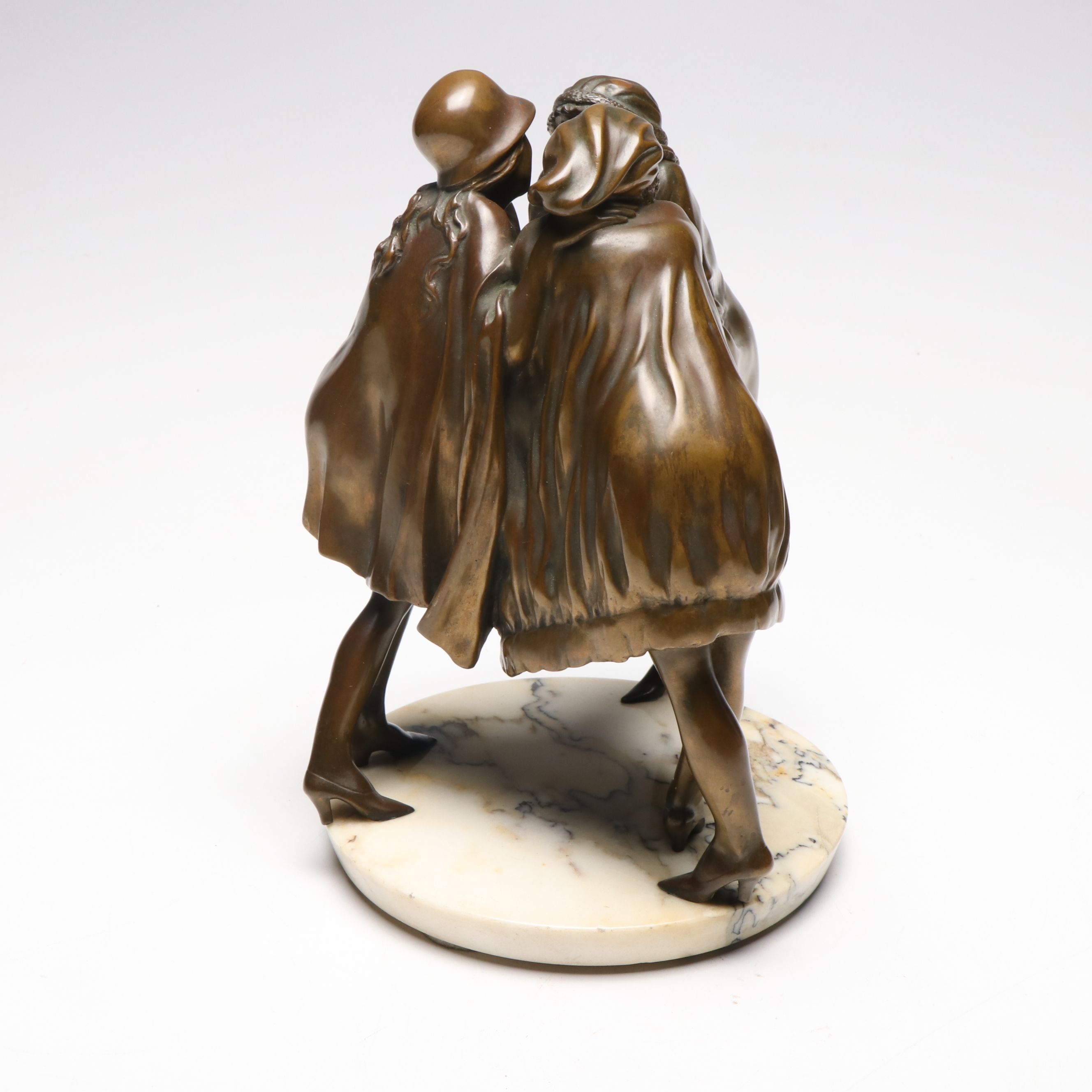 Cast Bronze Sculpture of Three Conversing Flapper-Style Women, 20th ...