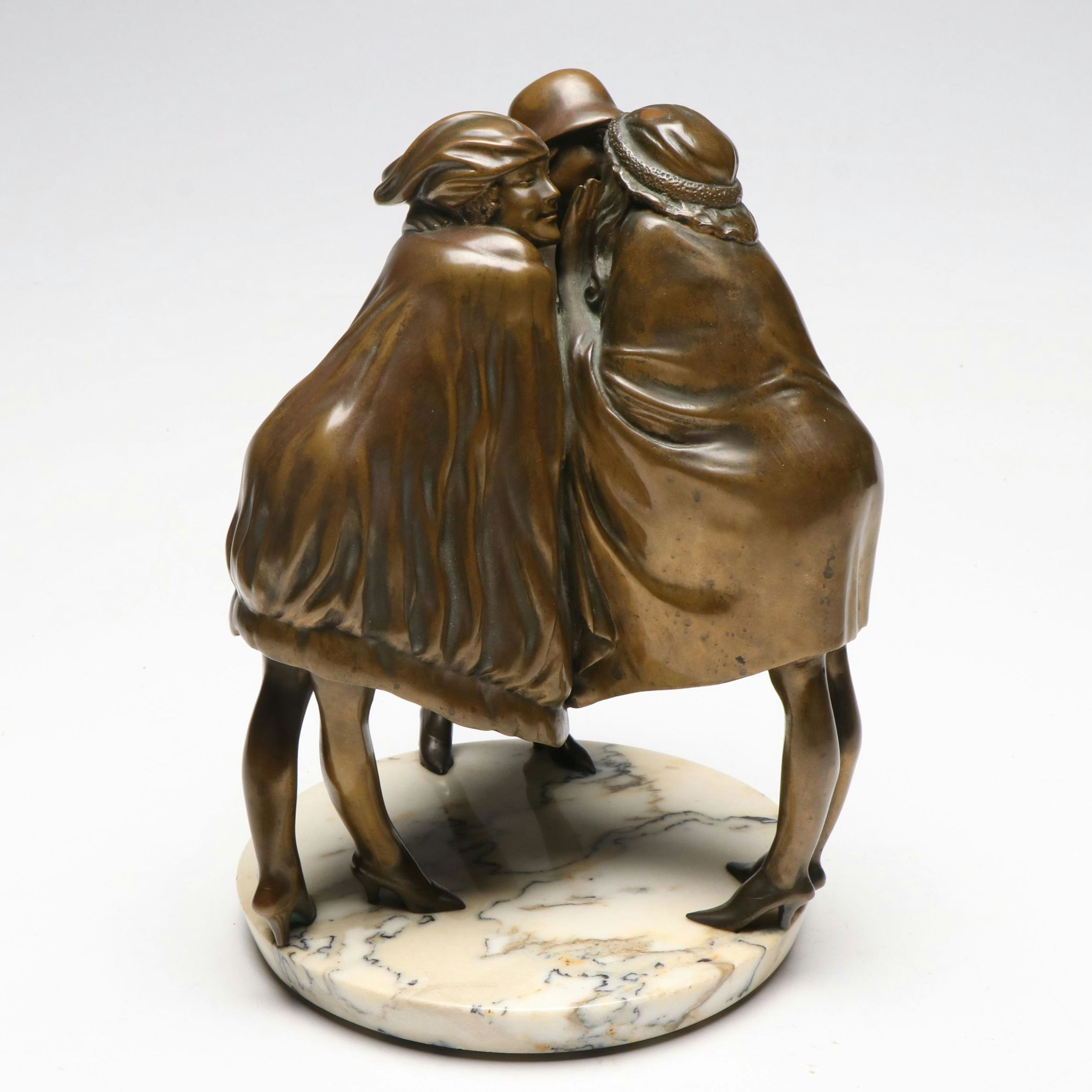 Cast Bronze Sculpture of Three Conversing Flapper-Style Women, 20th ...