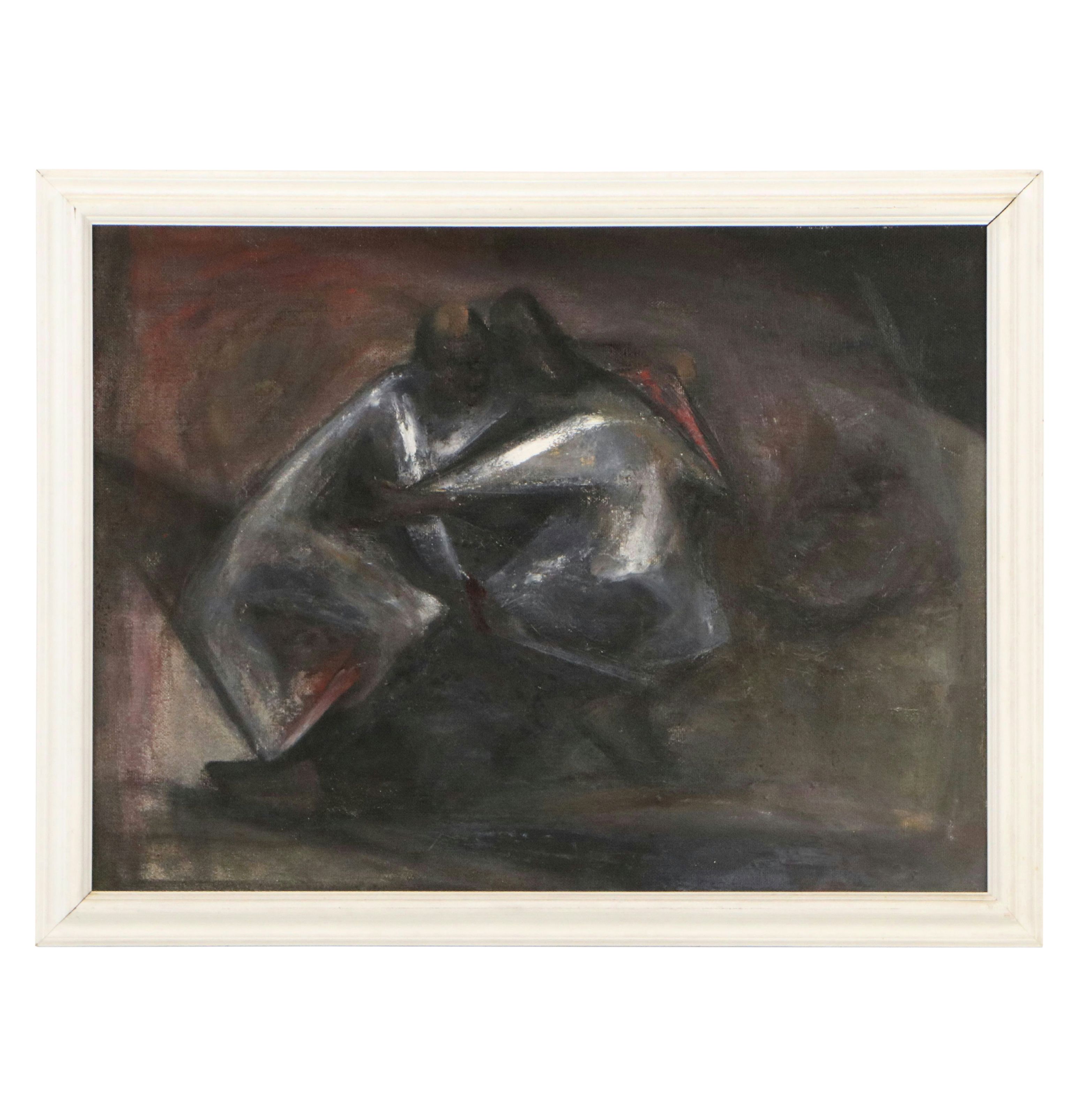 Abstract Oil Painting of Two Figures, 20th Century | EBTH