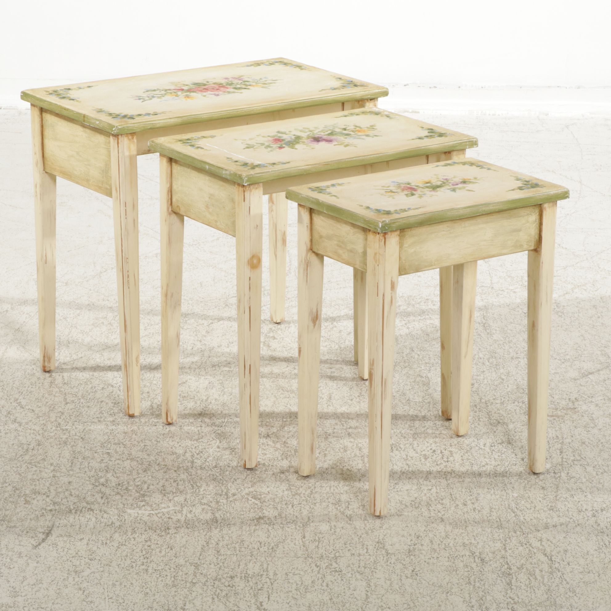 Habersham Plantation Hand-Painted Nesting Tables, Late 20th/ Early 21st ...