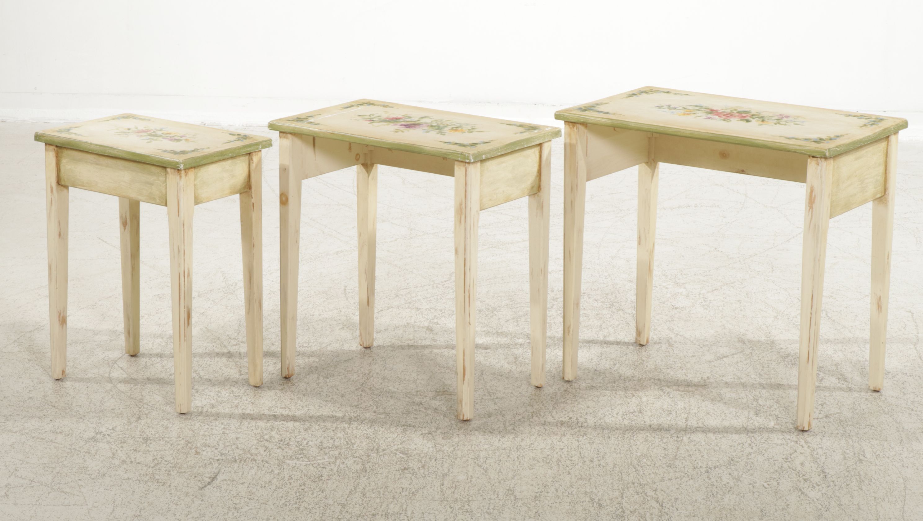 Habersham Plantation Hand-Painted Nesting Tables, Late 20th/ Early 21st ...