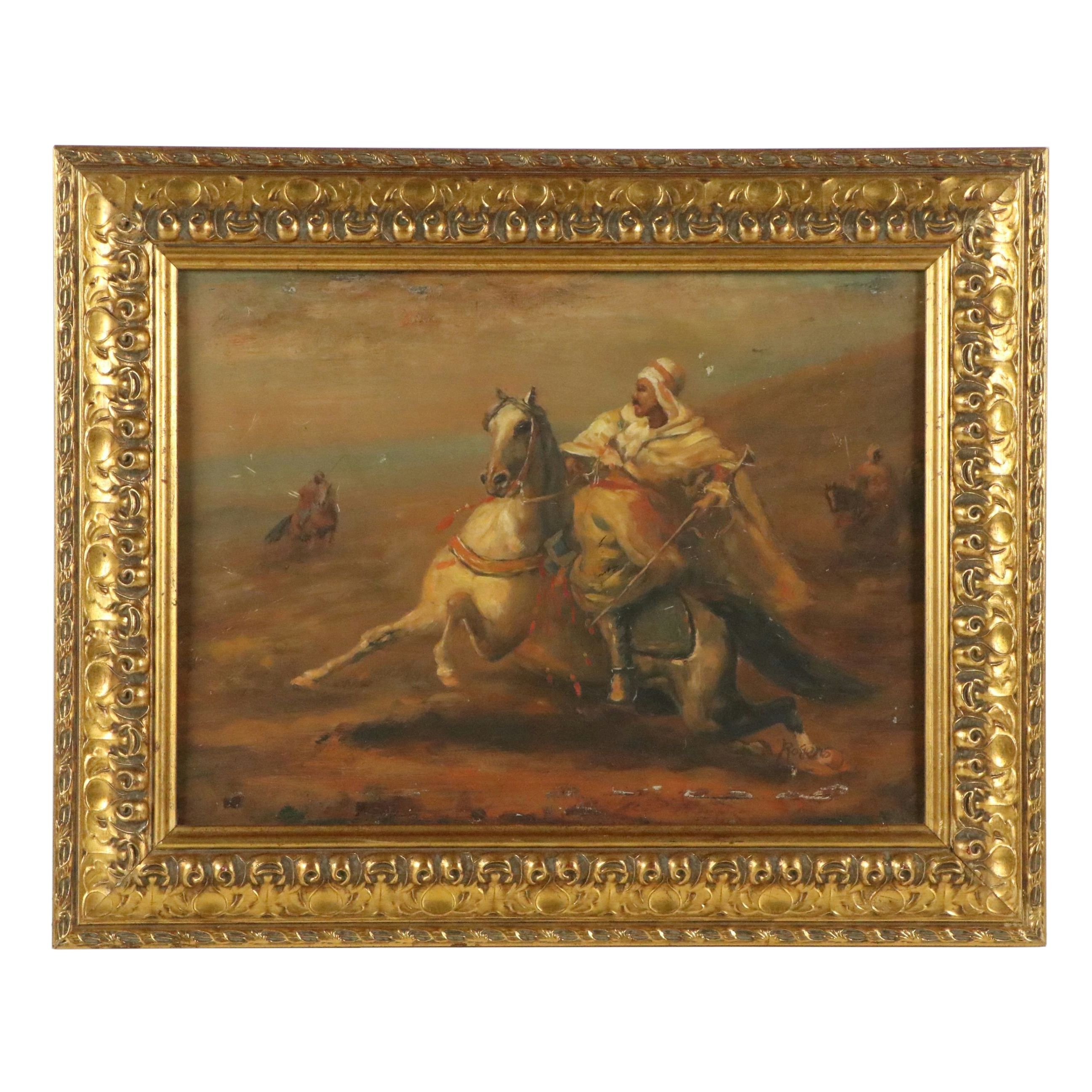 European School Oil Painting of Arab Horseman, Early 20th Century | EBTH