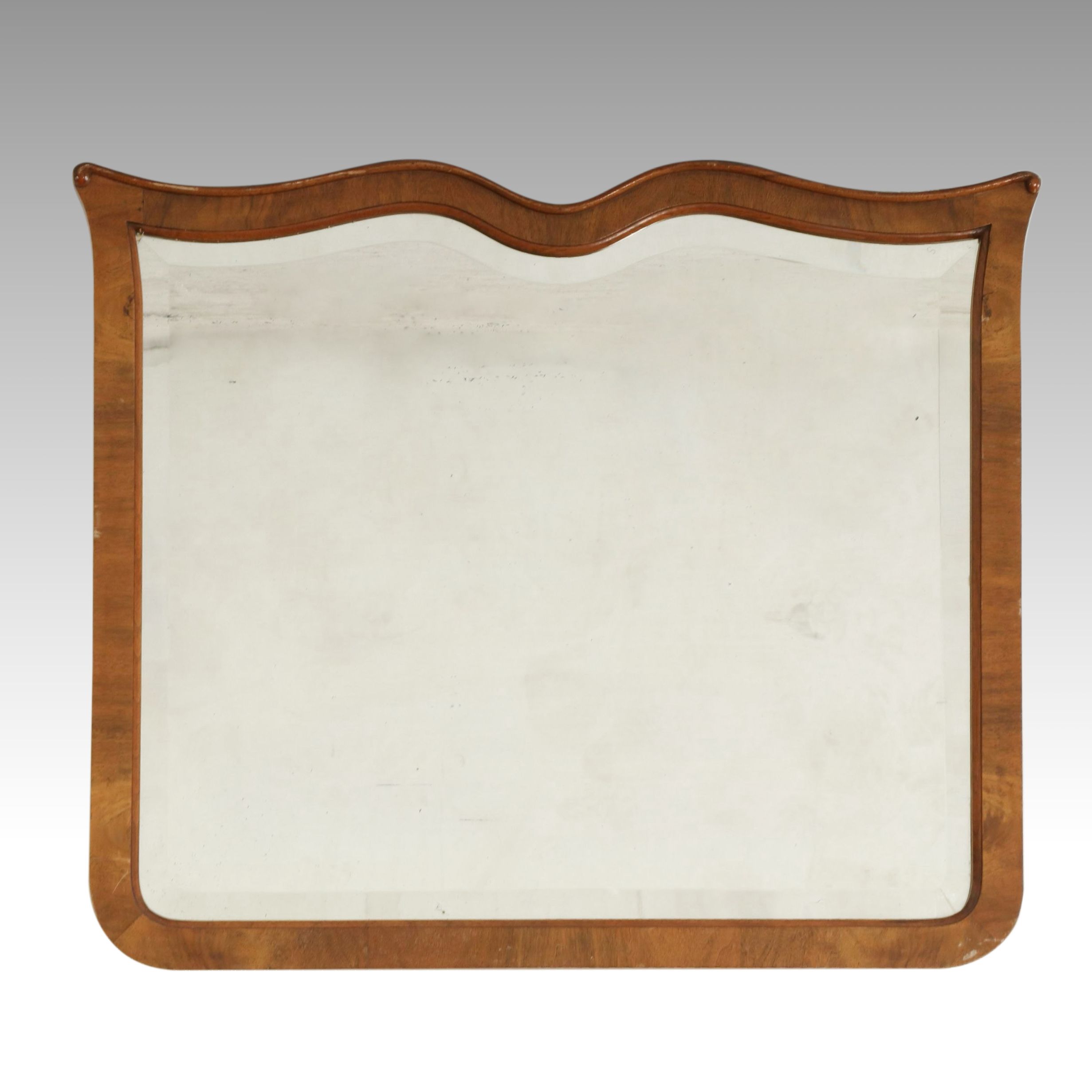 Federal Revival Yoke Crest Walnut Frame Wall Mirror, Early to Mid-20th ...