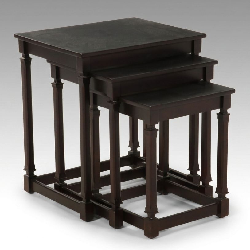 Contemporary Empire Style Ebonized Mahogany Nesting Tables, 21st ...